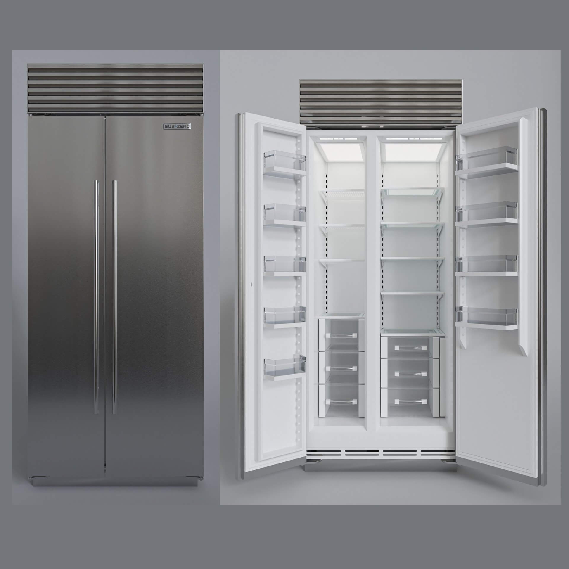SubZero BI-36US Refrigerator & Freezer with Interior 3D Model by Kenny ...