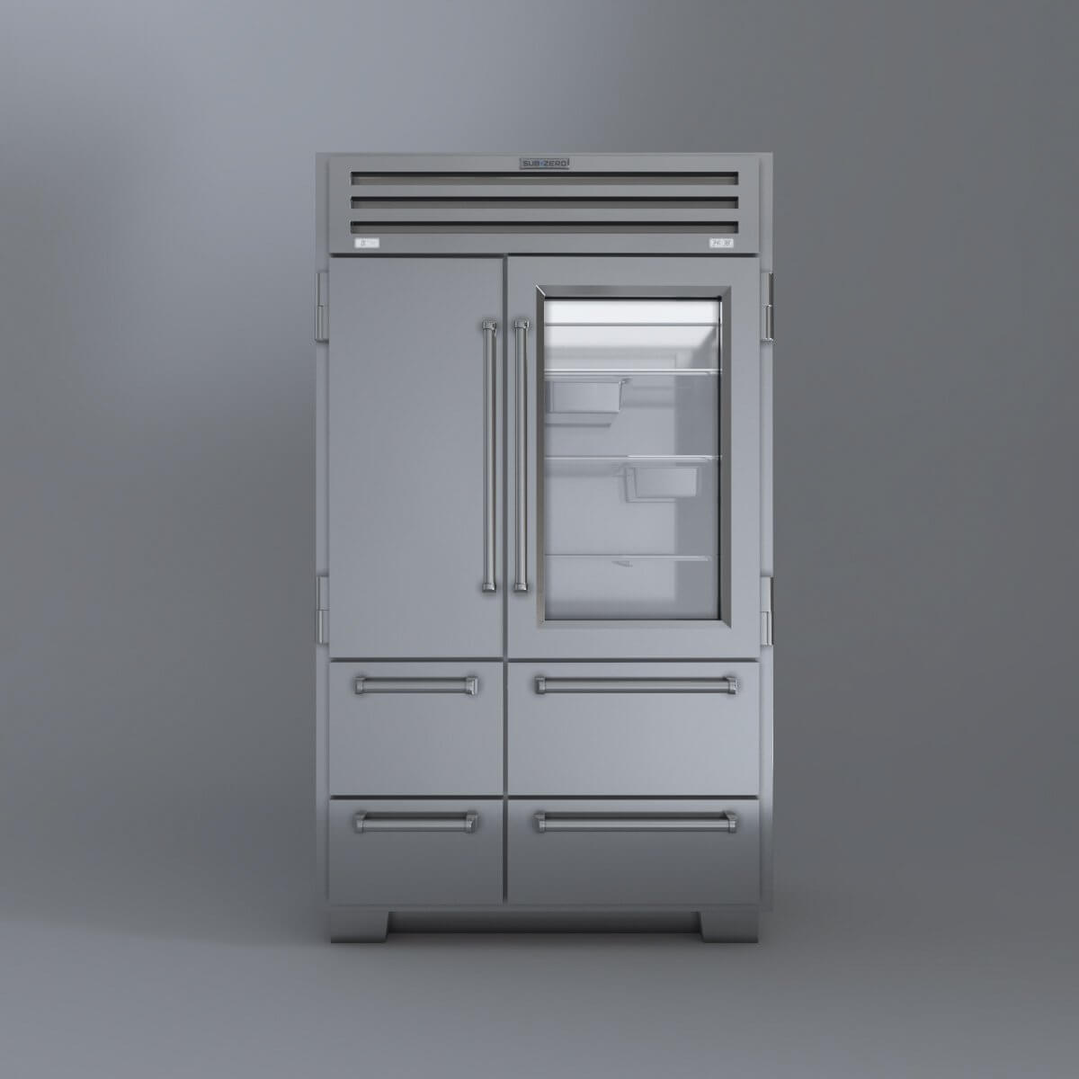 SubZero PRO 4850 Refrigerator- Freezer - With Interior 3D Model by ...