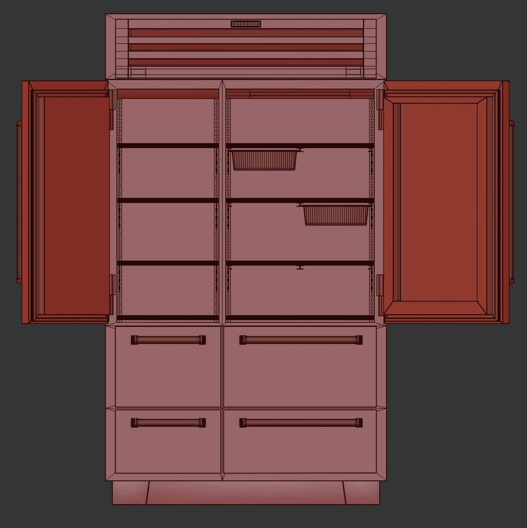 SubZero PRO 4850 Refrigerator- Freezer - With Interior 3D Model by ...