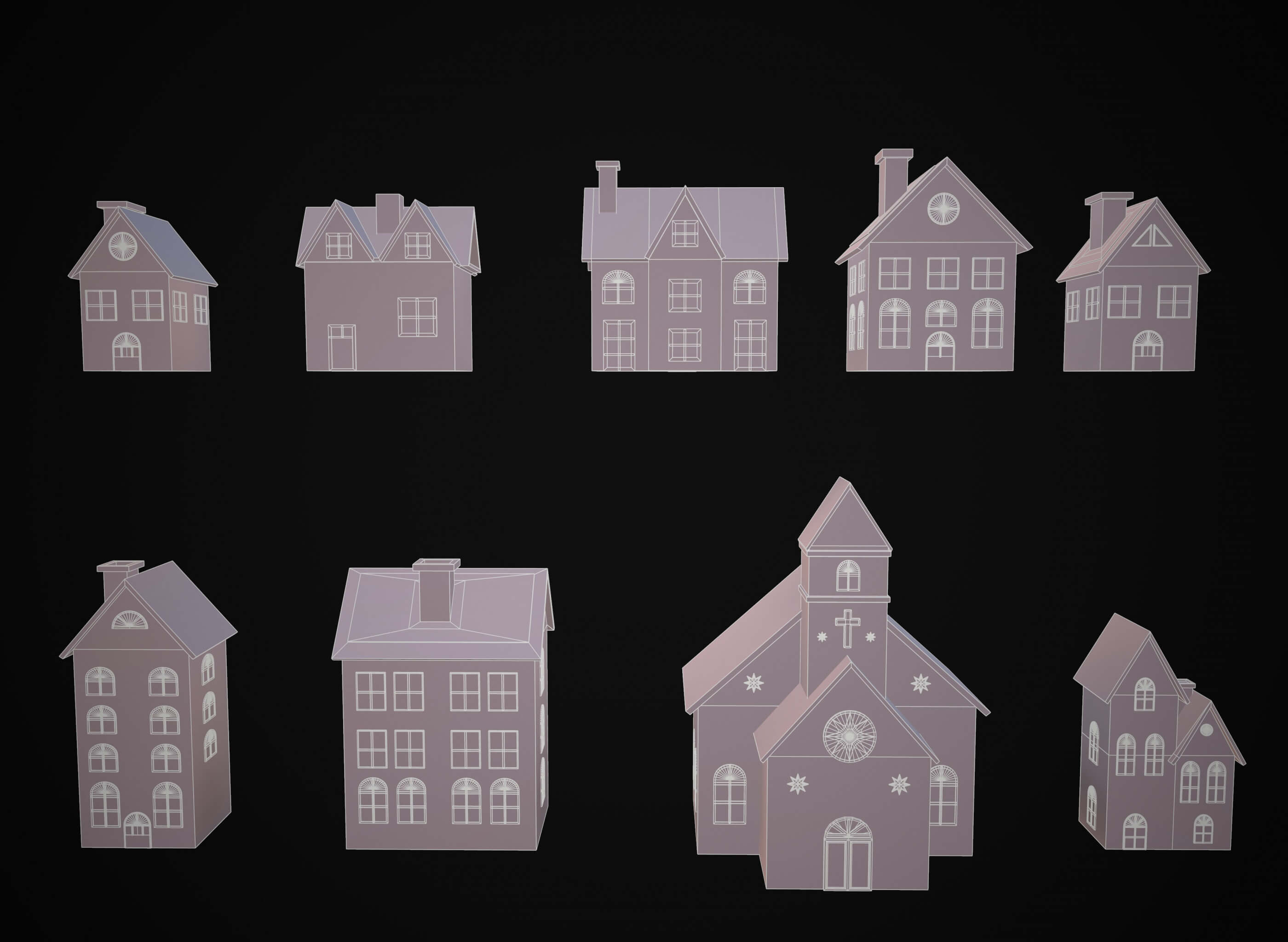 Christmas Village Houses - 3D Model by kgcreeper