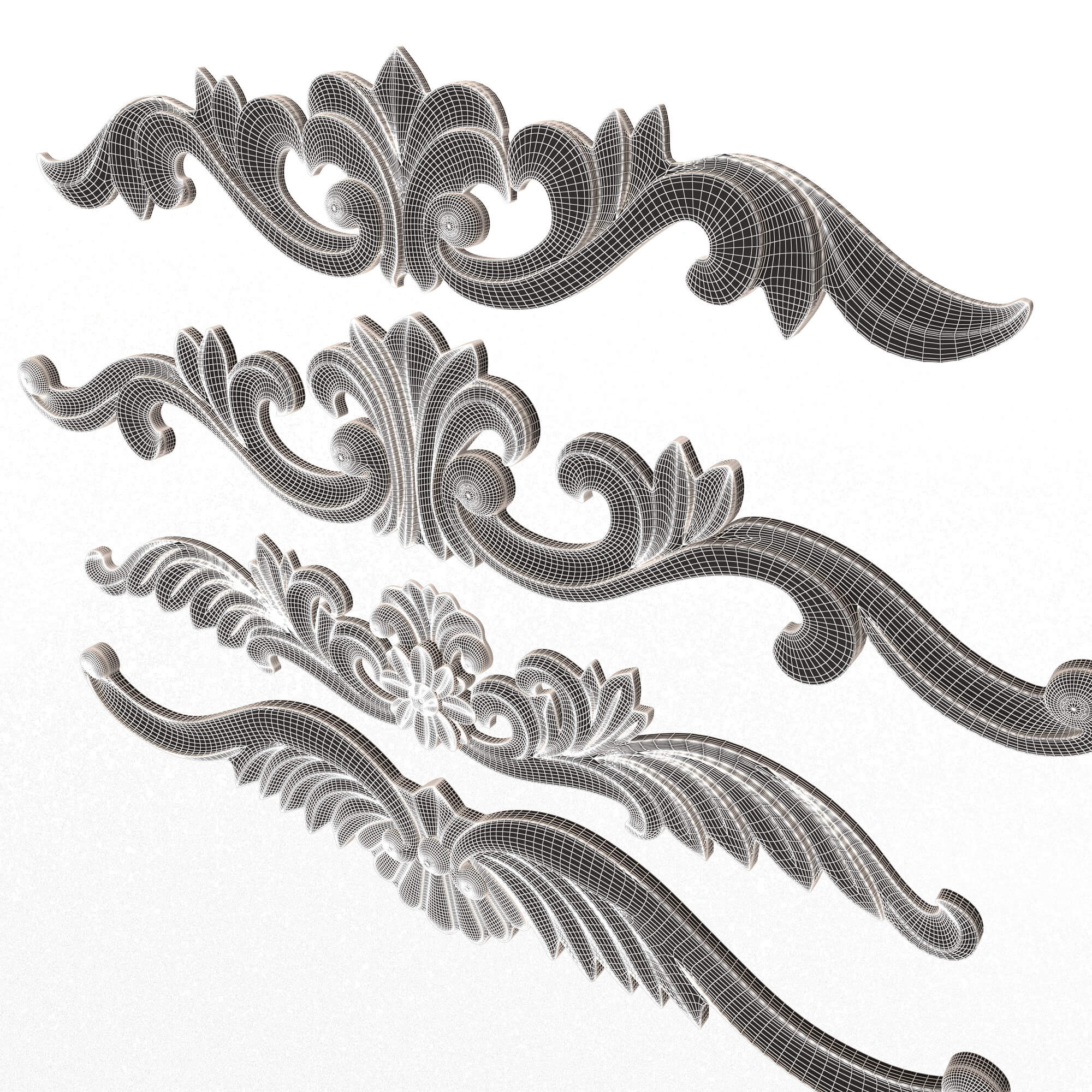 Carved Plaster Molding Decoration 025 - 3D Model by KhaganFX
