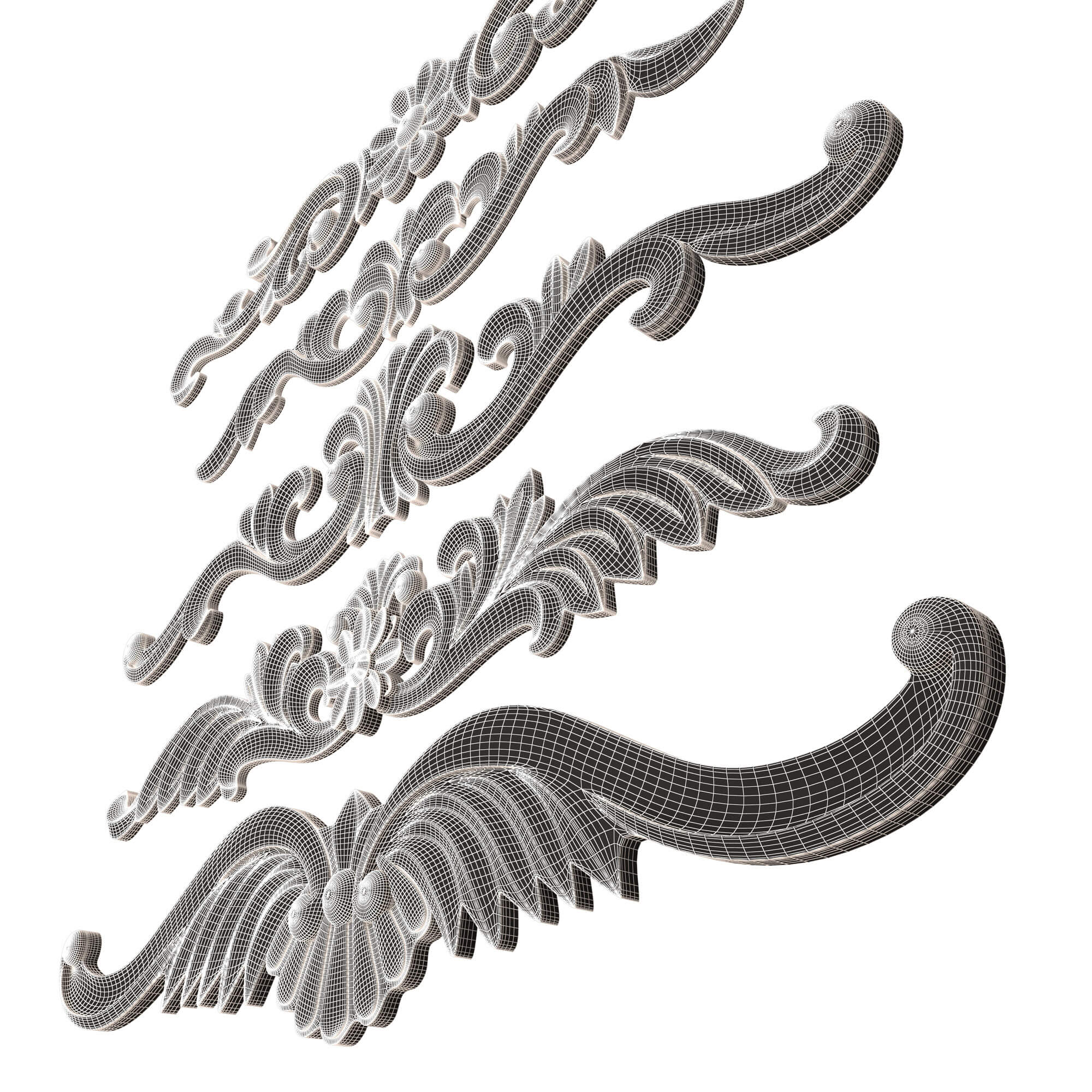 Carved Plaster Molding Decoration 025 - 3D Model by KhaganFX