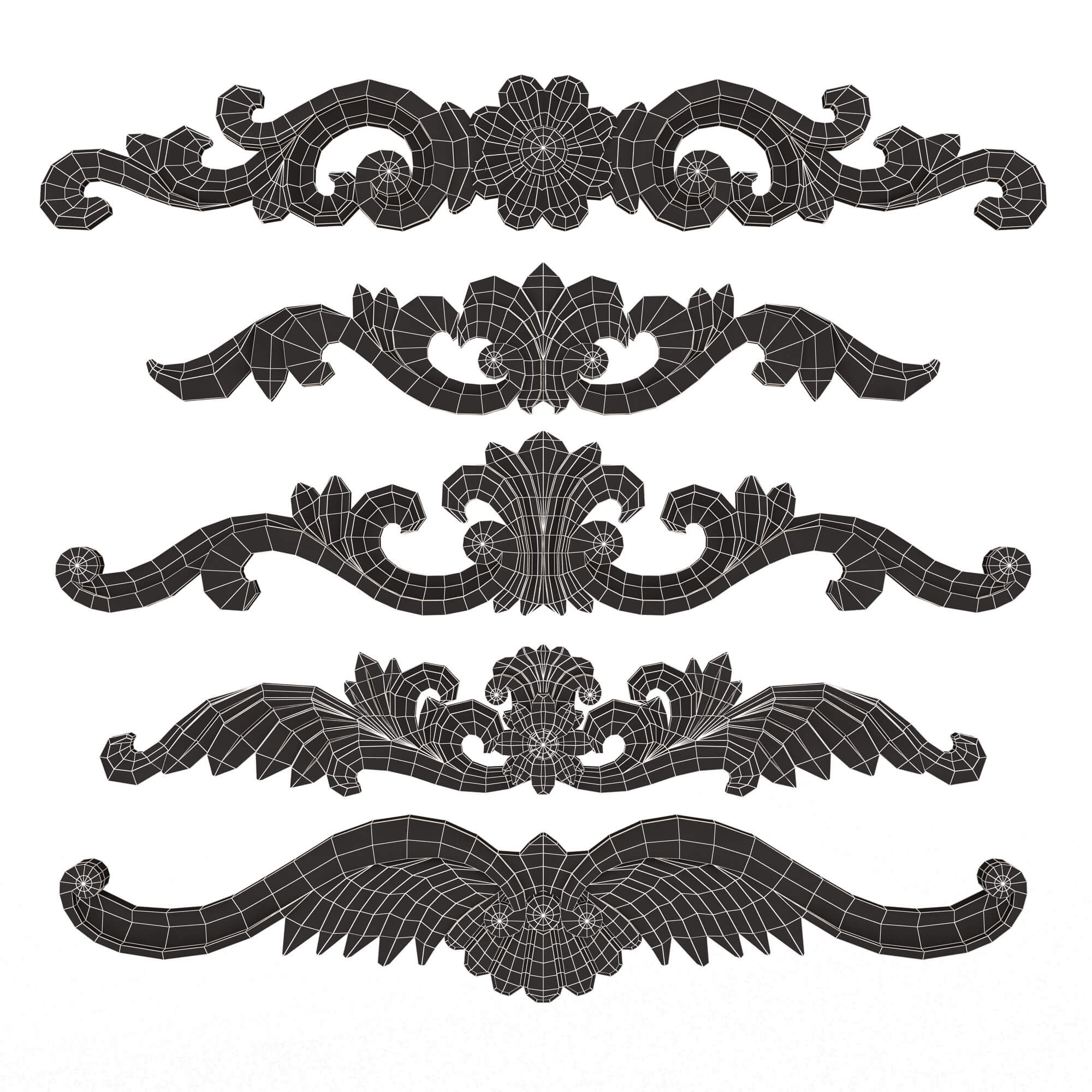 Carved Plaster Molding Decoration 025 - 3D Model by KhaganFX