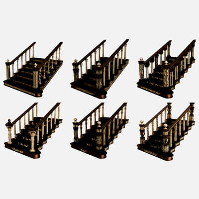 Carved Stairs Collection Black - 3D Model by KhaganFX