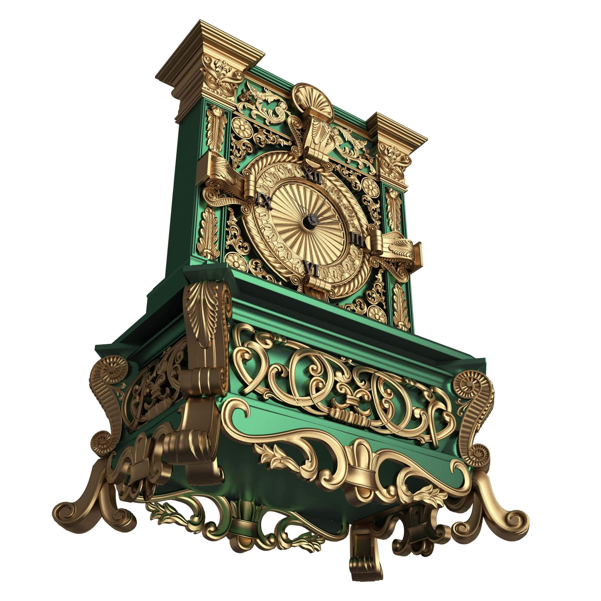 Casket Clock Collection Green - 3D Model by KhaganFX