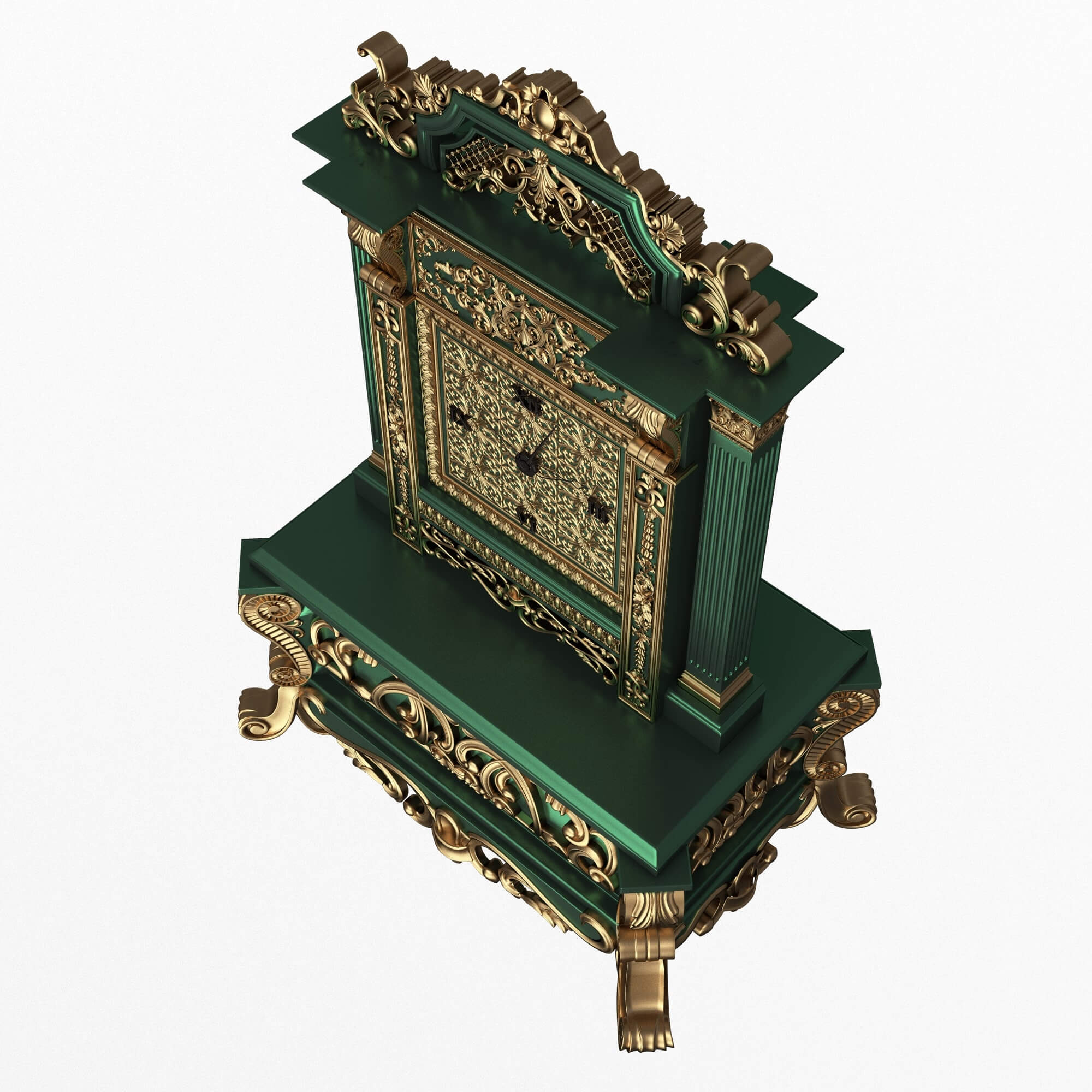 Casket Clock Collection Green - 3D Model by KhaganFX