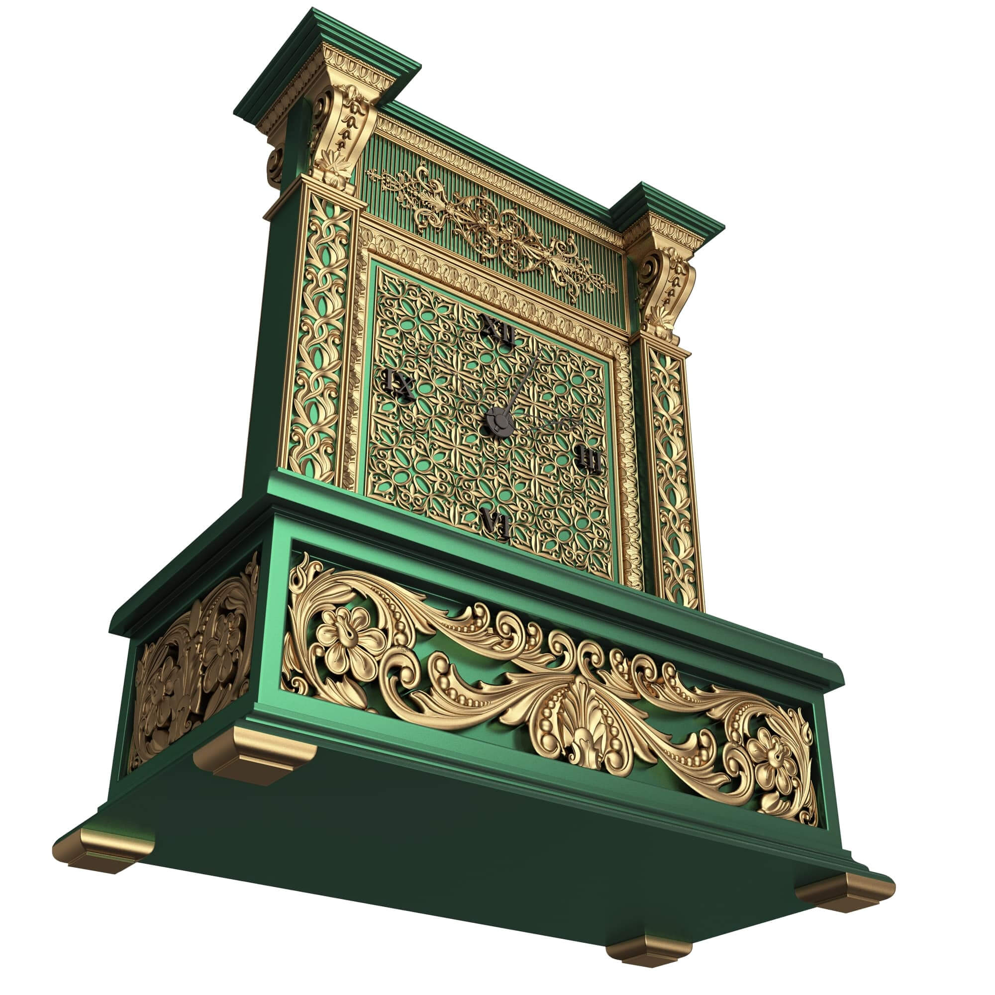 Casket Clock Collection Green - 3D Model by KhaganFX