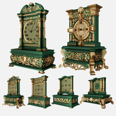 Casket Clock Collection Green - 3D Model by KhaganFX
