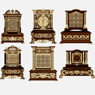 Casket Clock Collection Red - 3D Model by KhaganFX