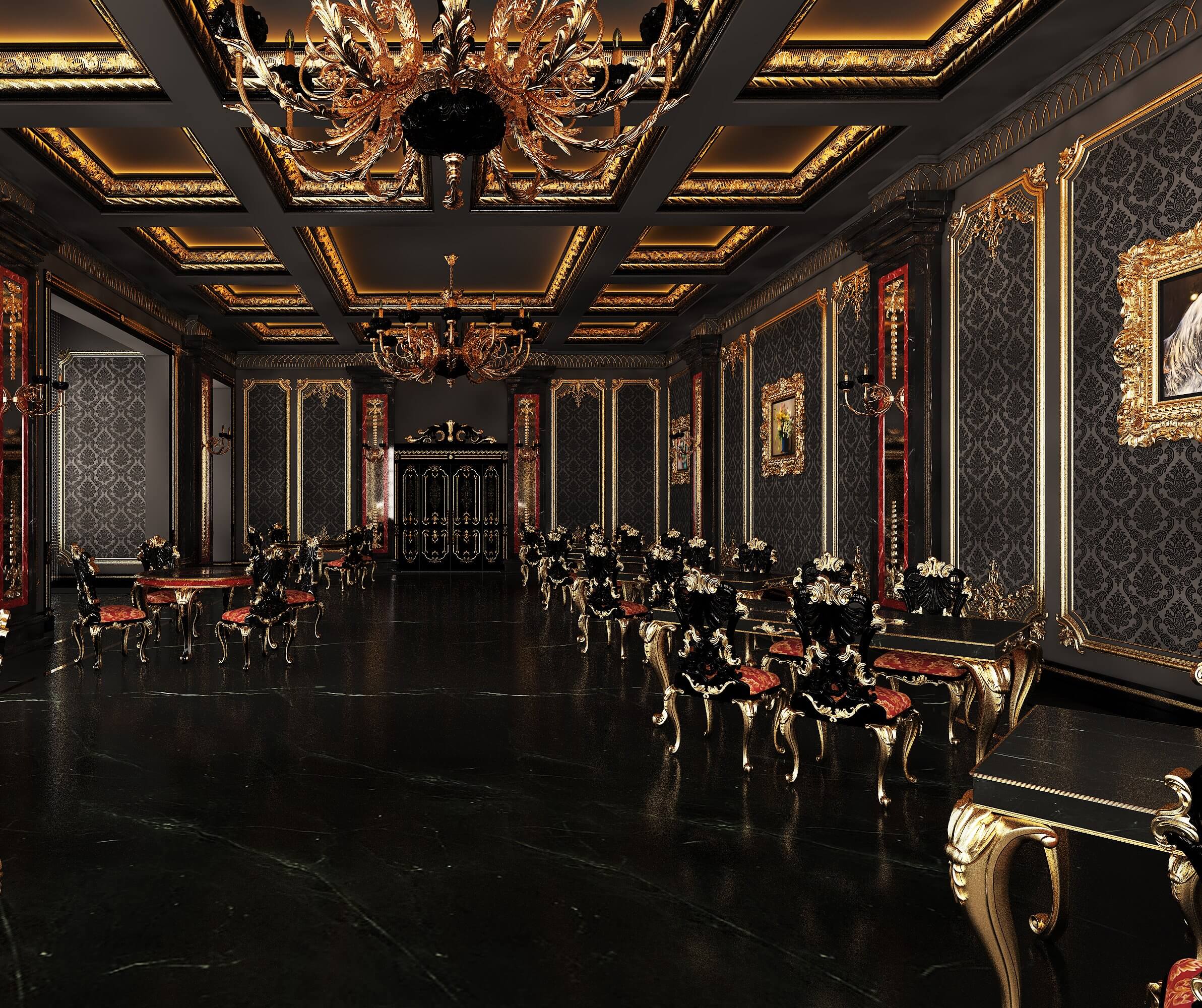 Classic Restaurant Interior Design Black - 3D Model by KhaganFX