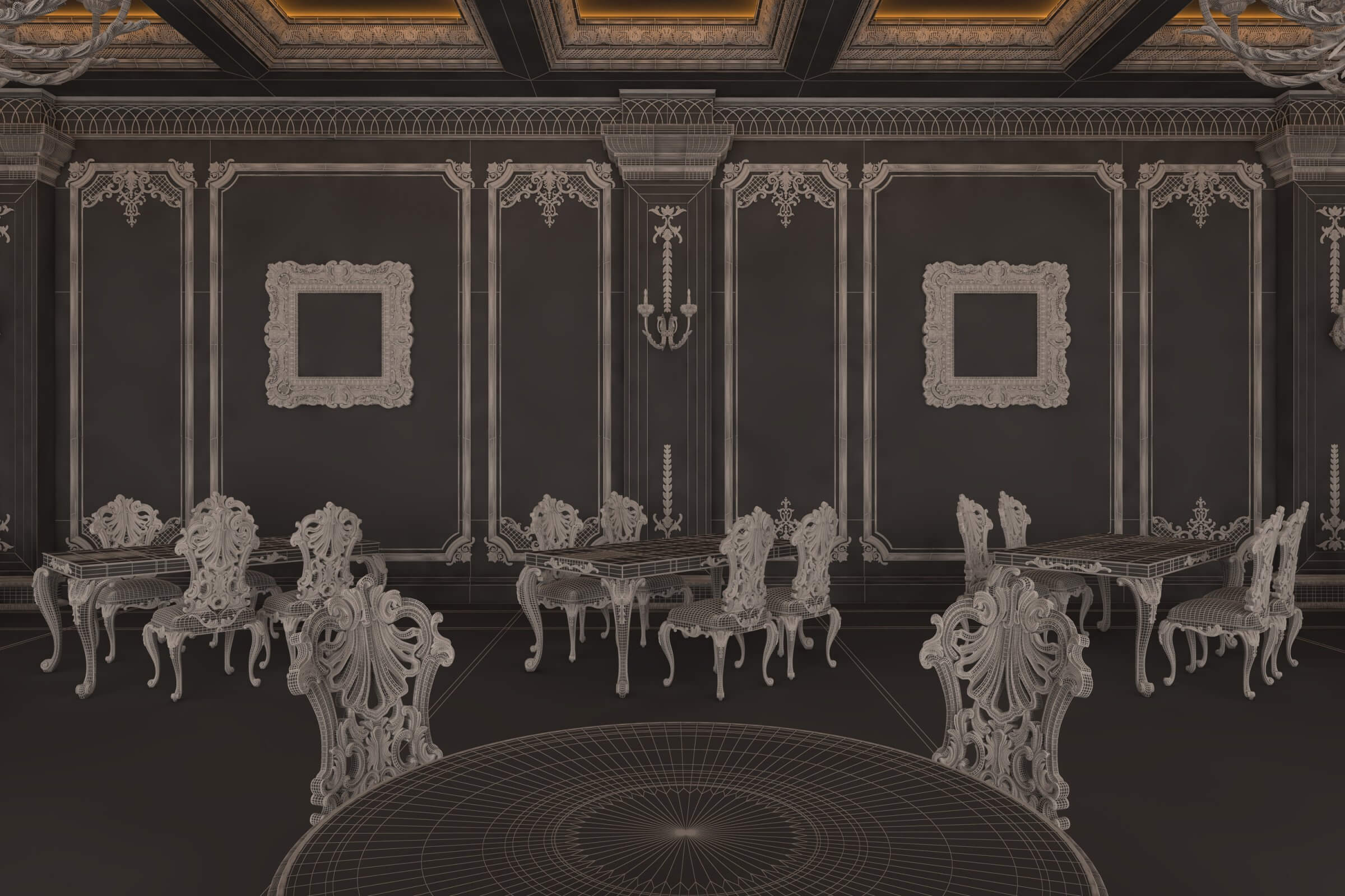 Classic Restaurant Interior Design White - 3D Model by KhaganFX