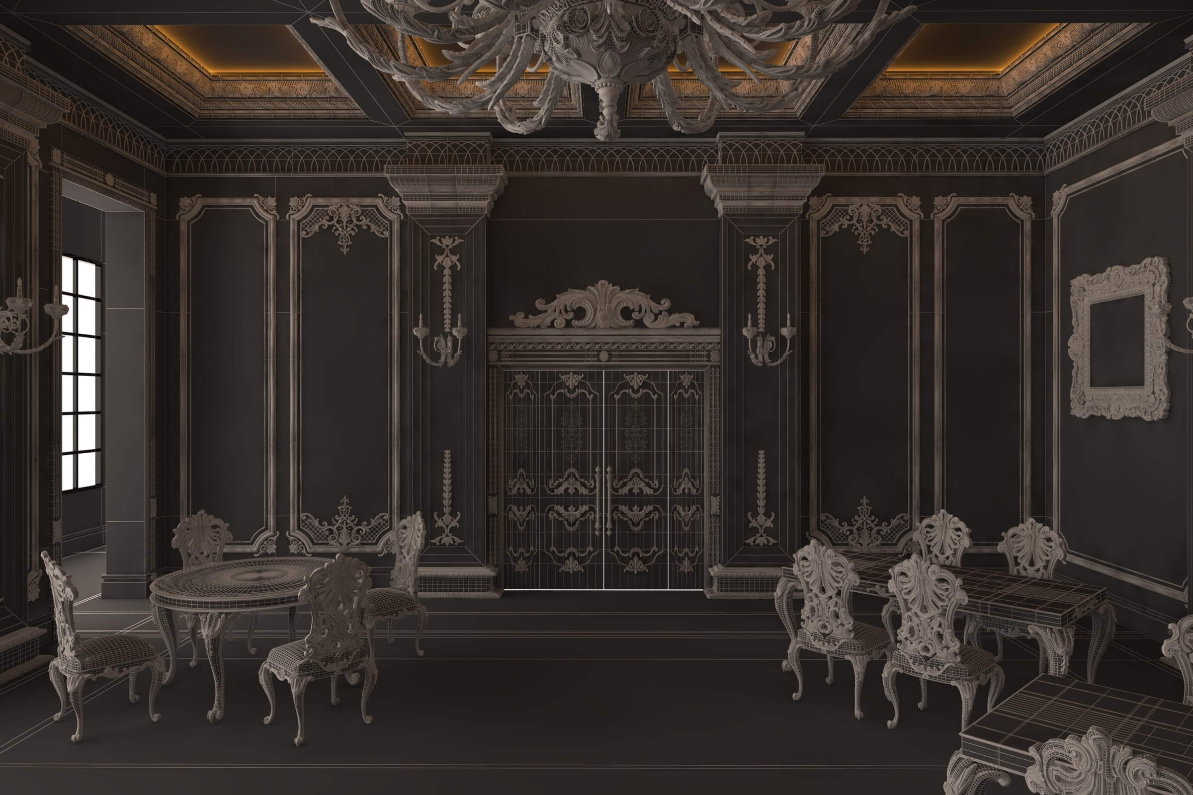 Classic Restaurant Interior Design White - 3D Model by KhaganFX