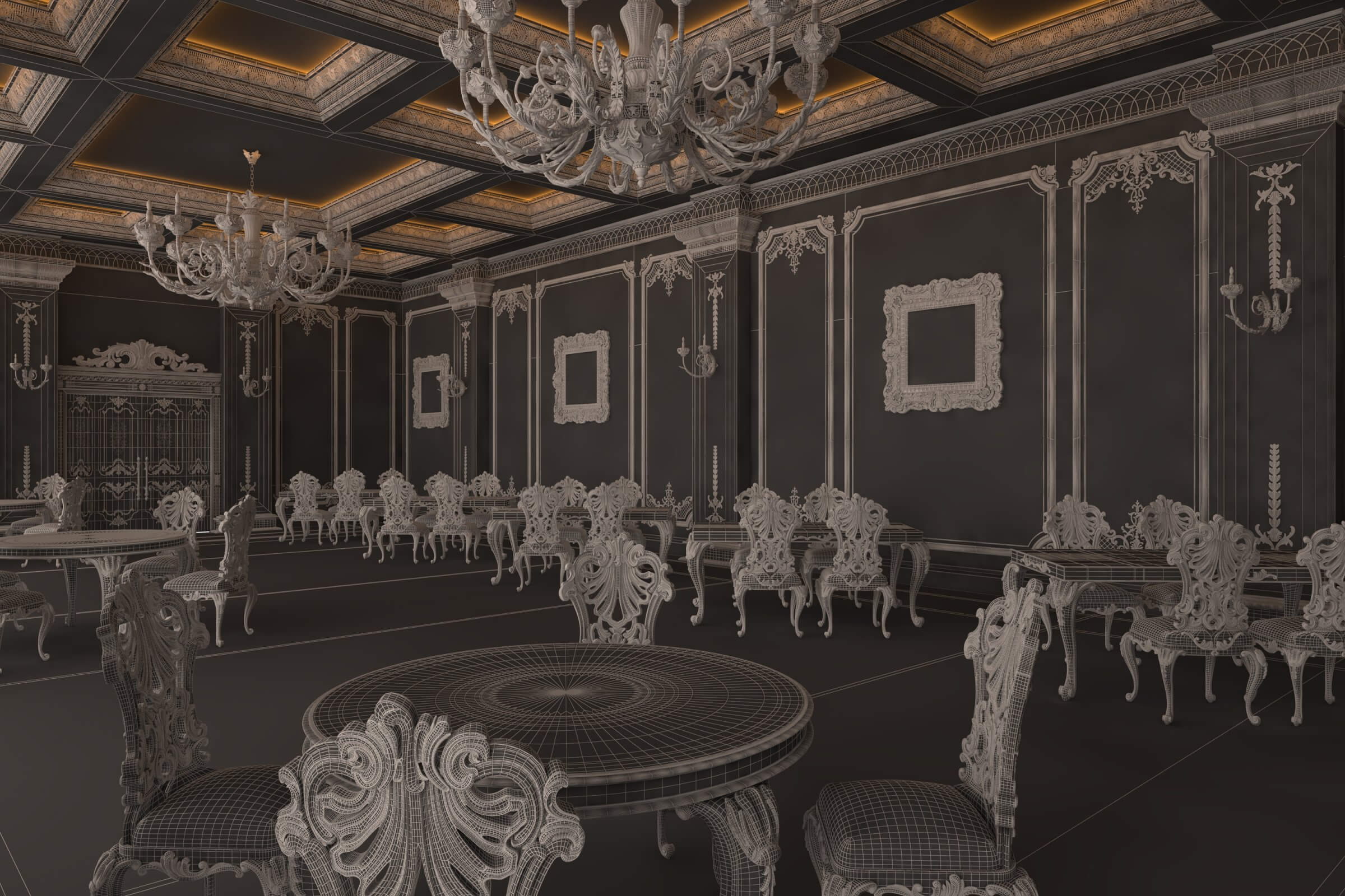 Classic Restaurant Interior Design White - 3D Model by KhaganFX