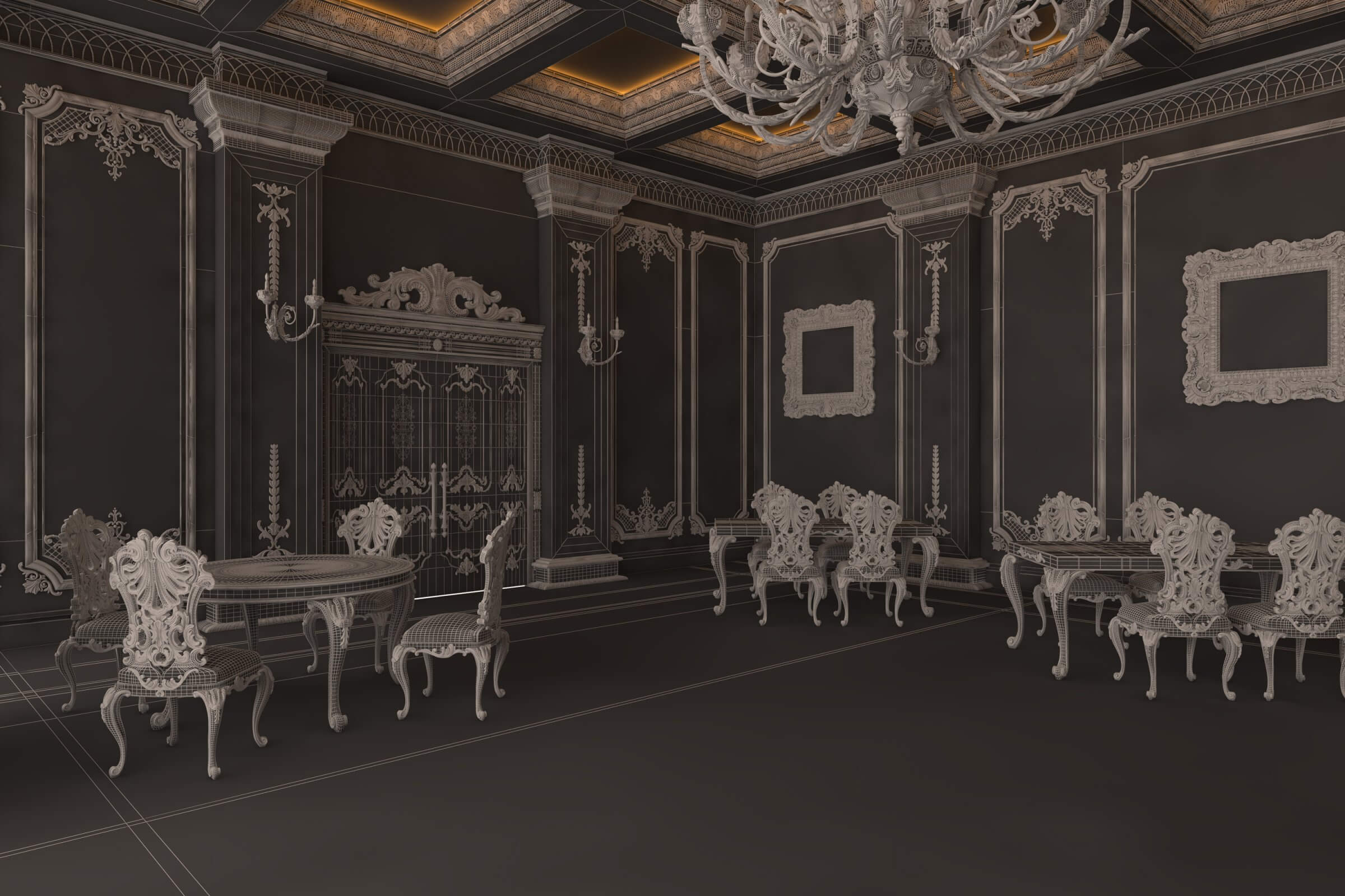 Classic Restaurant Interior Design White - 3D Model by KhaganFX