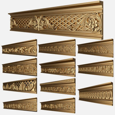 Collection of Cornice Decoration Moldings - 3D Model by KhaganFX