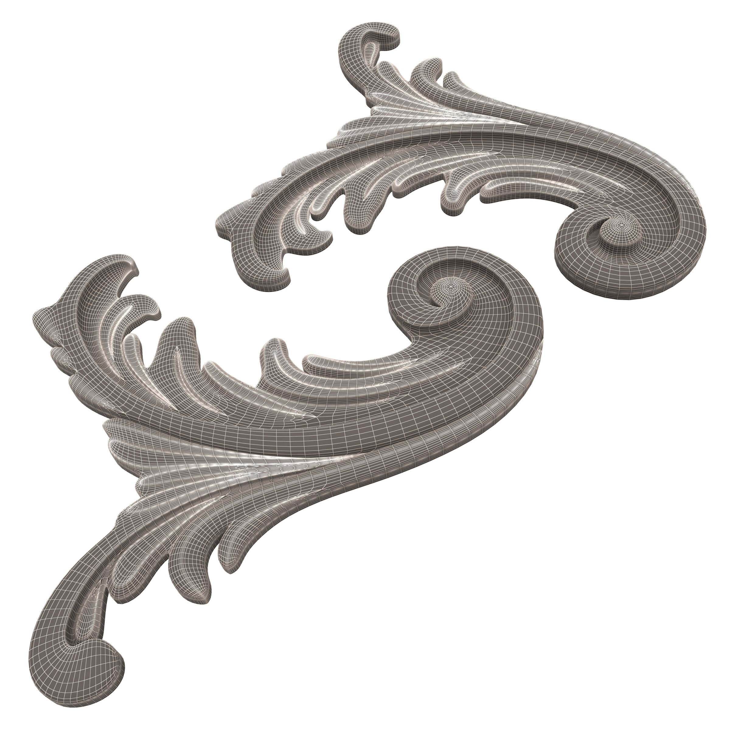 Corner Carved Plaster Molding Decoration 07 - 3D Model by KhaganFX
