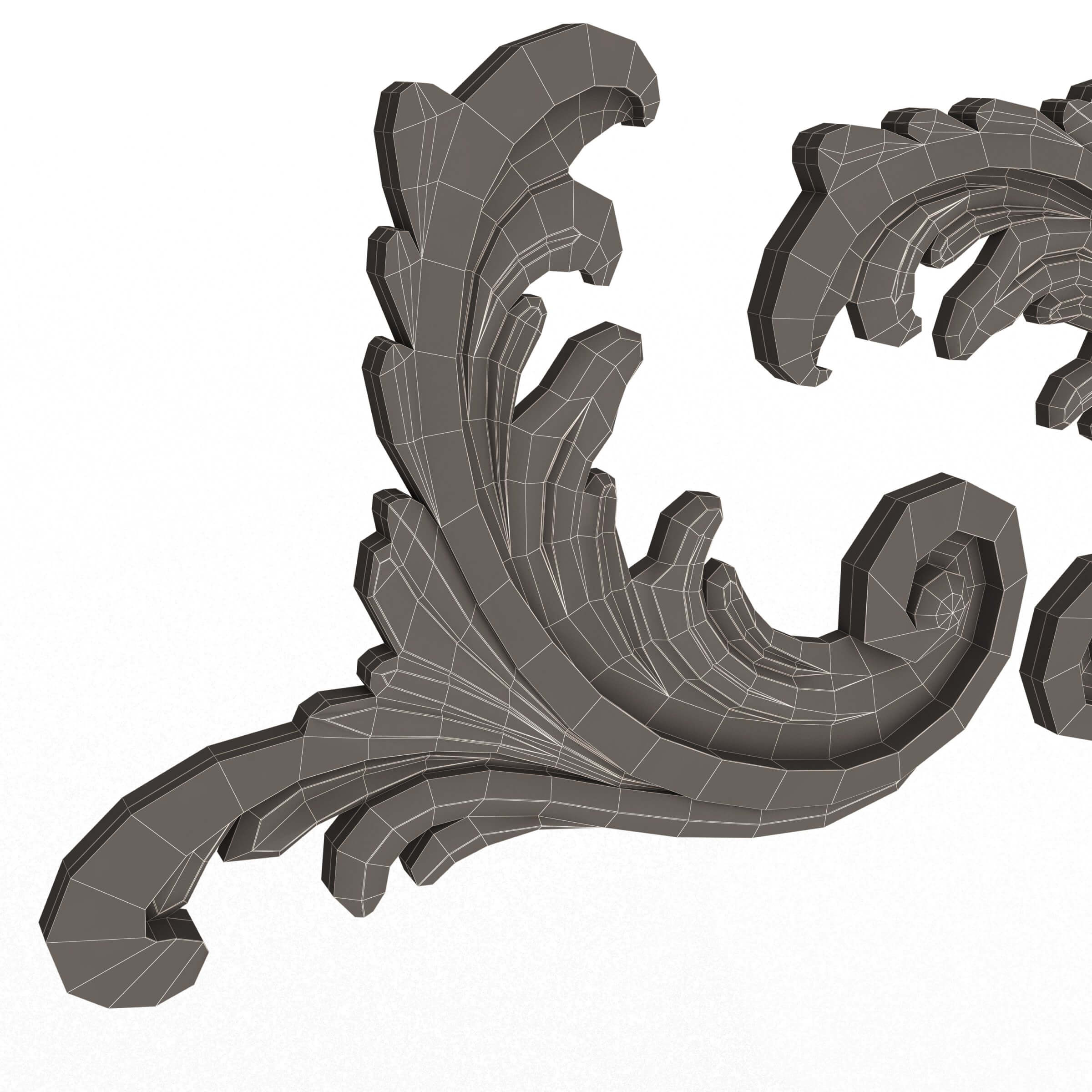 Corner Carved Plaster Molding Decoration 07 - 3D Model by KhaganFX