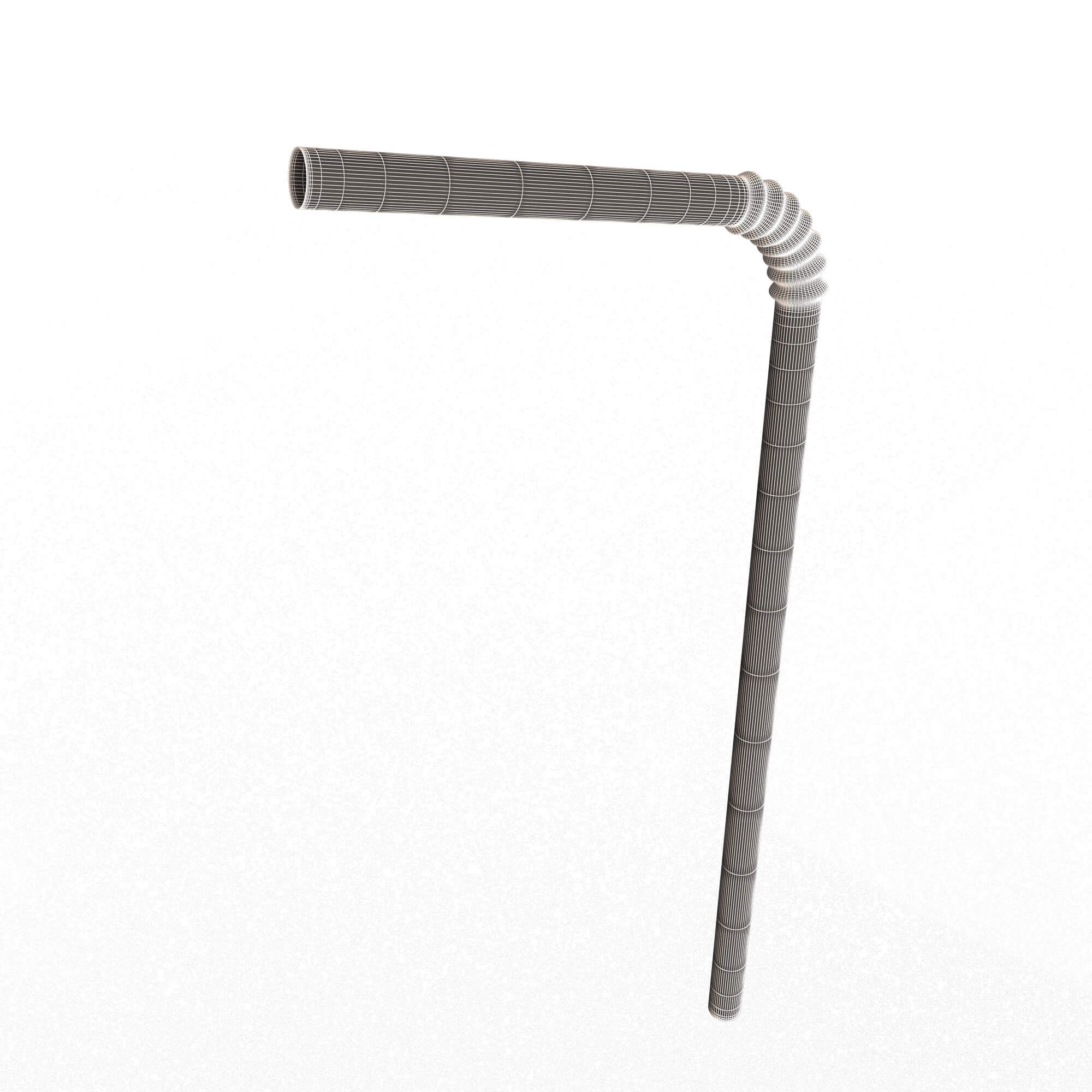 Flexible Plastic Straw Striped - 3D Model by KhaganFX