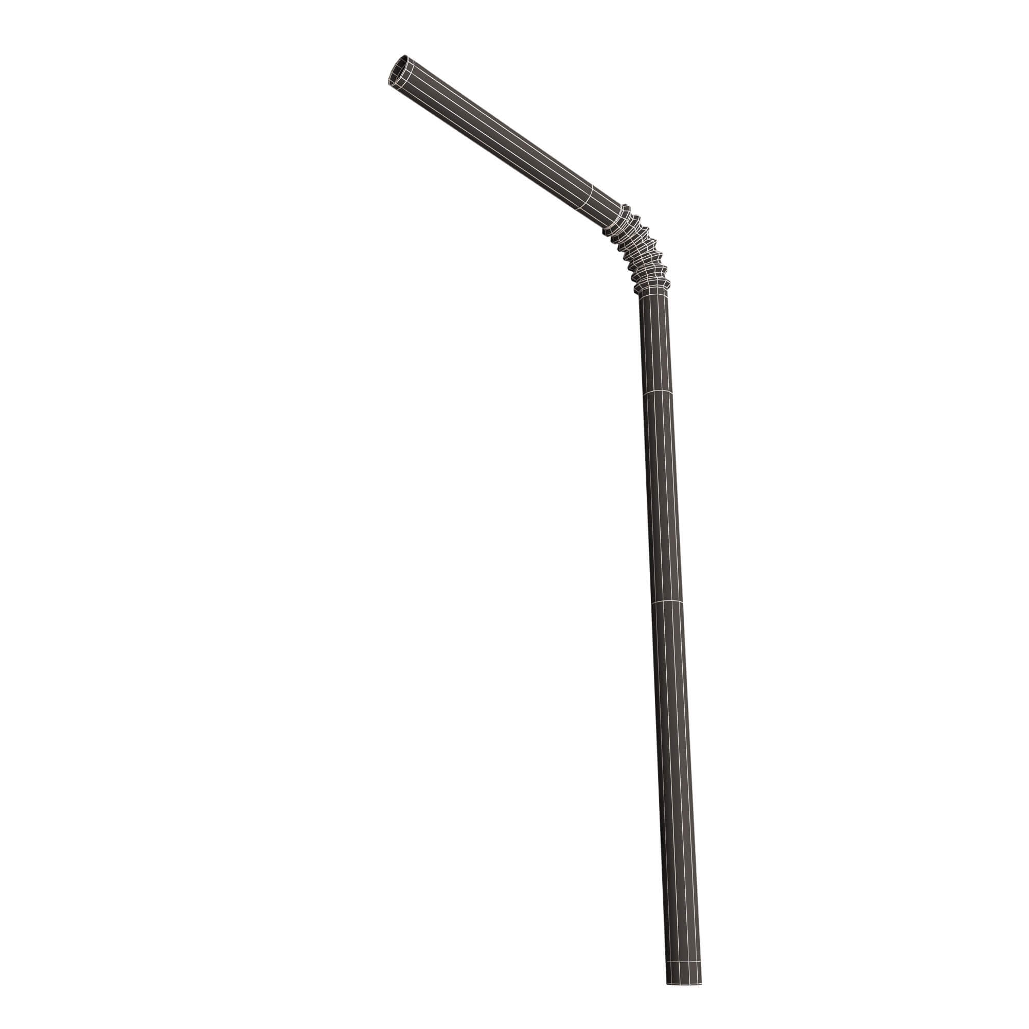 Flexible Plastic Straw Striped - 3D Model by KhaganFX
