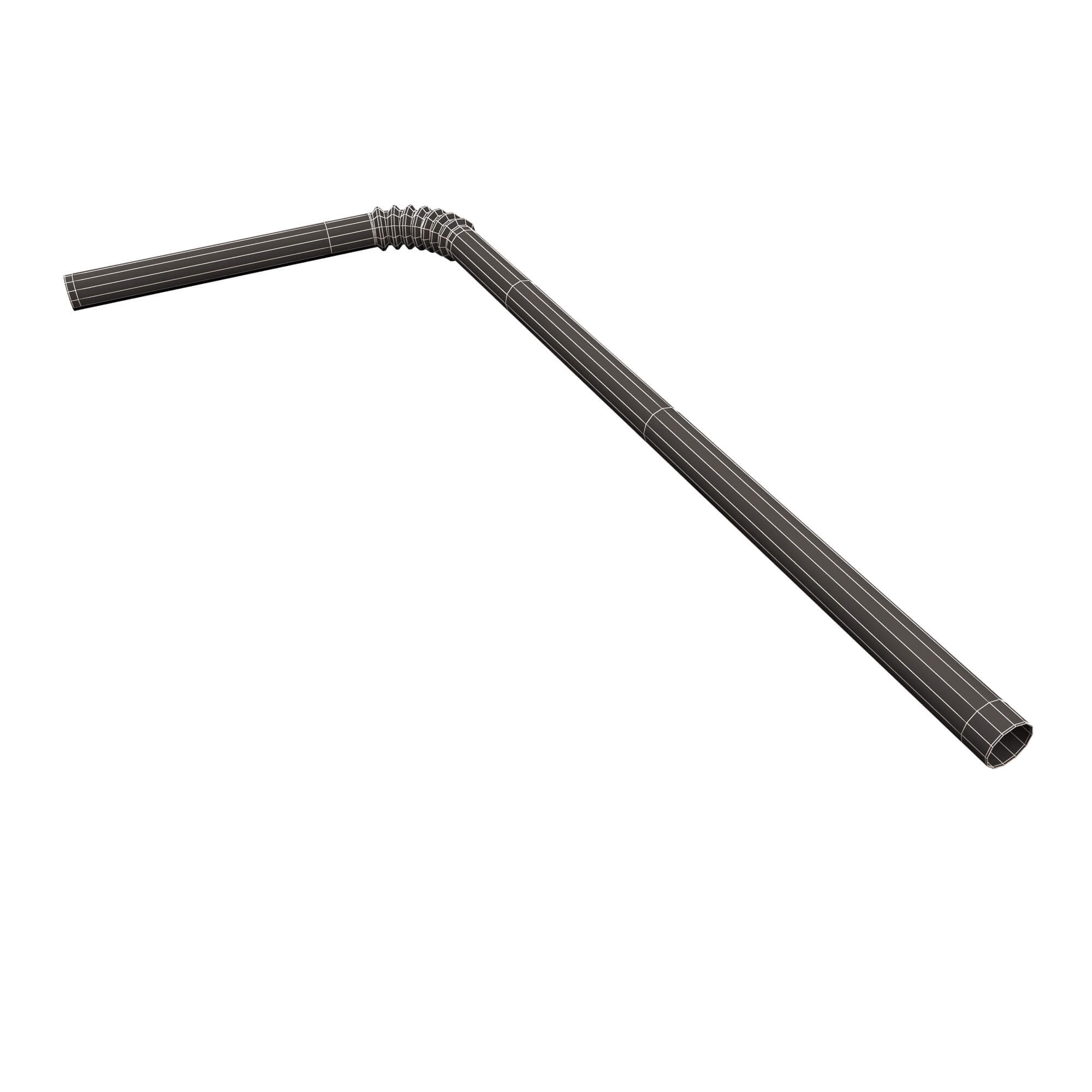 Flexible Plastic Straw Striped - 3D Model by KhaganFX