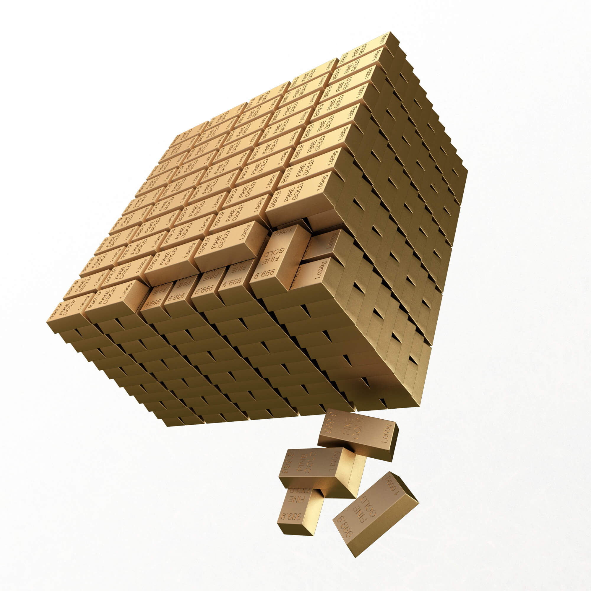 Gold Bars Big Stack 02 - 3D Model by KhaganFX