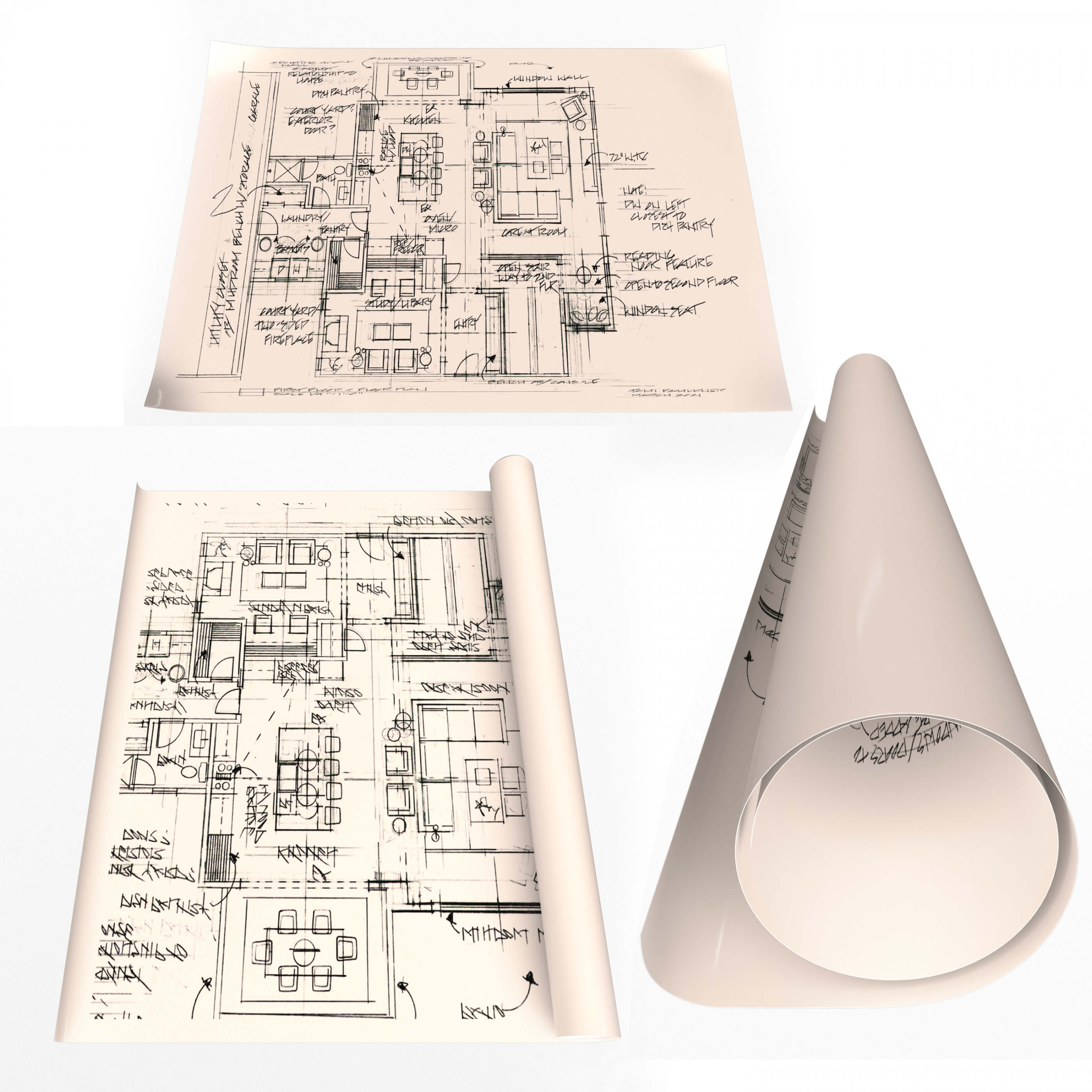 House Blueprints Set - 3D Model by KhaganFX