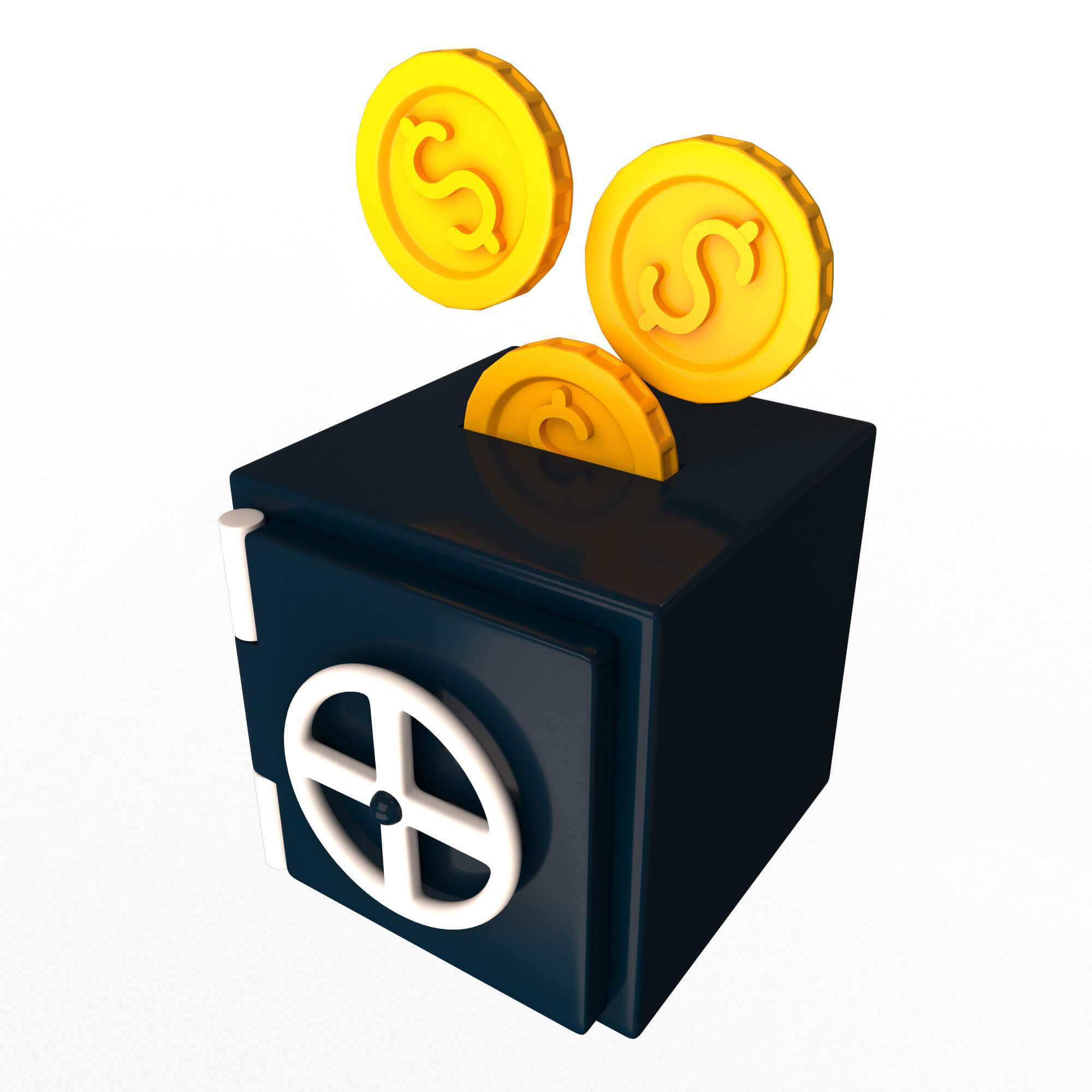 Safe Box With Golden Dollar Coins - 3D Model by KhaganFX