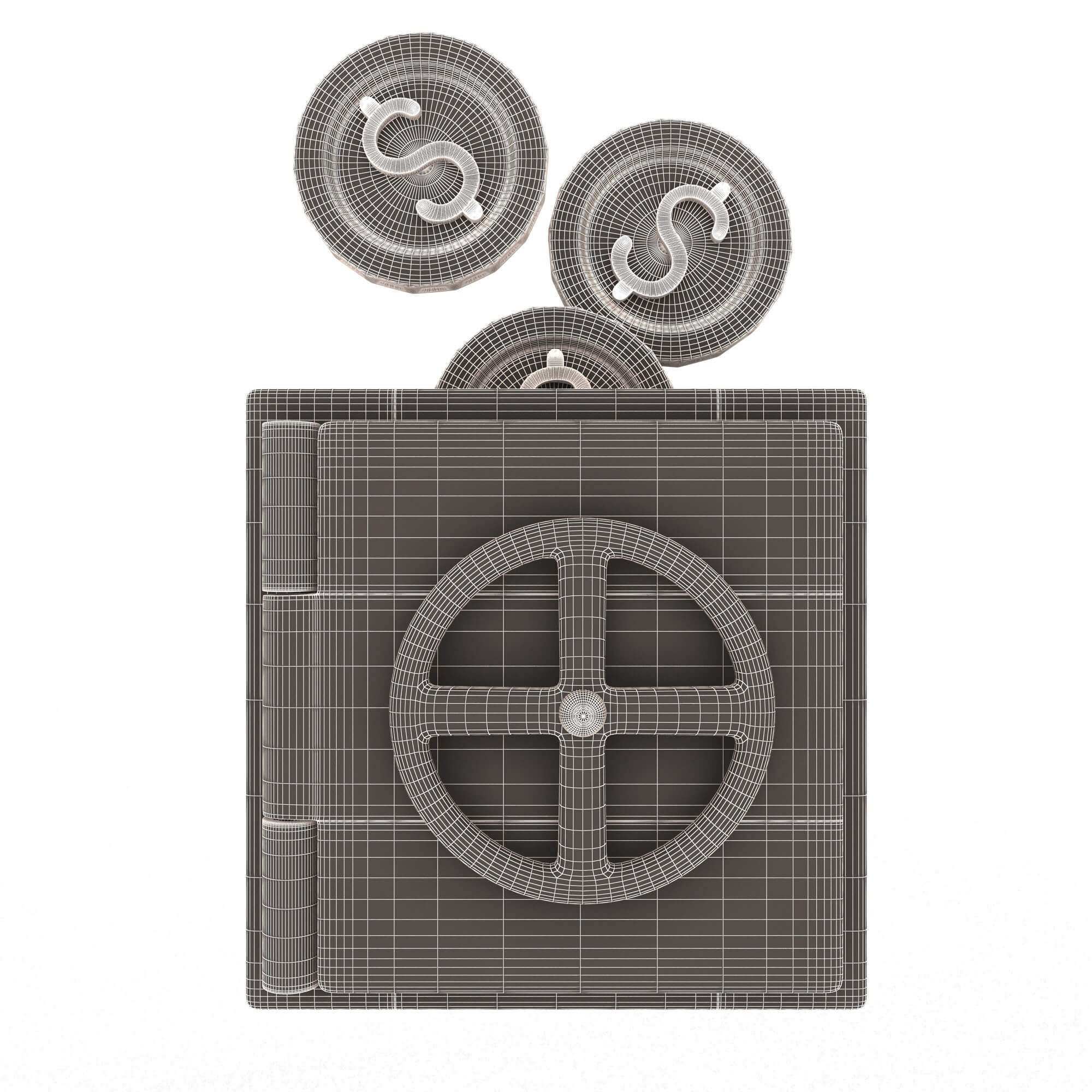 Safe Box With Golden Dollar Coins - 3D Model by KhaganFX