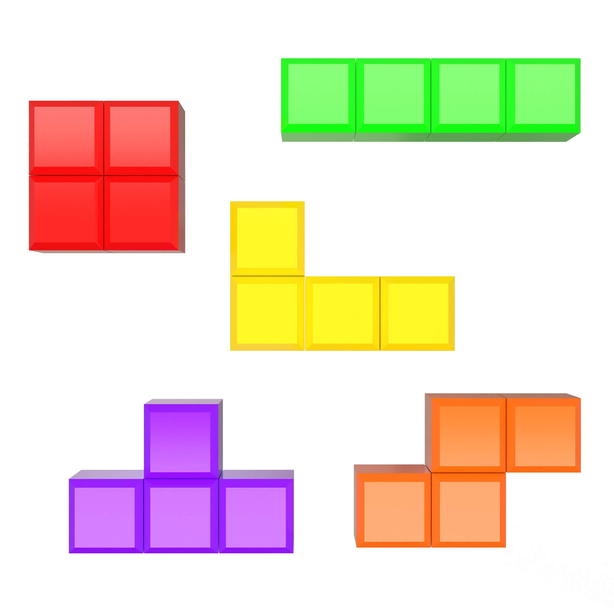 Tetris Bricks Set 02 - 3D Model by KhaganFX