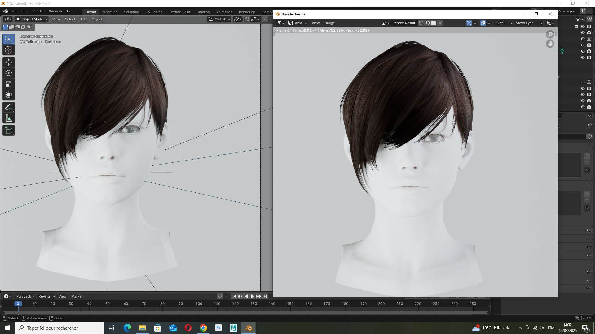 Anime Pixie Cut With Long Bangs -Realistic 3D Hair by khaloui