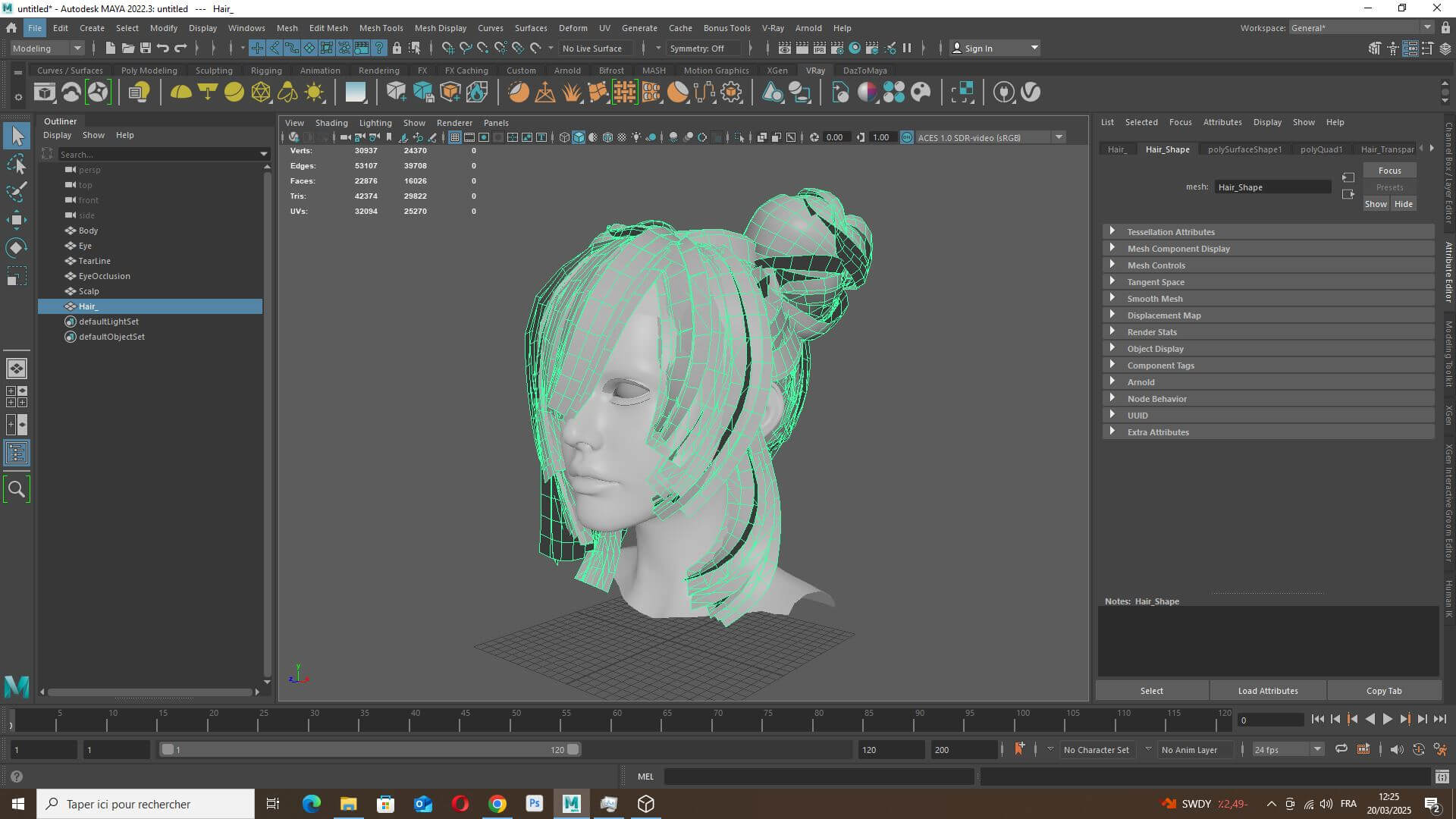 Anime Twin Buns Hair Game Ready - 3D Model by khaloui