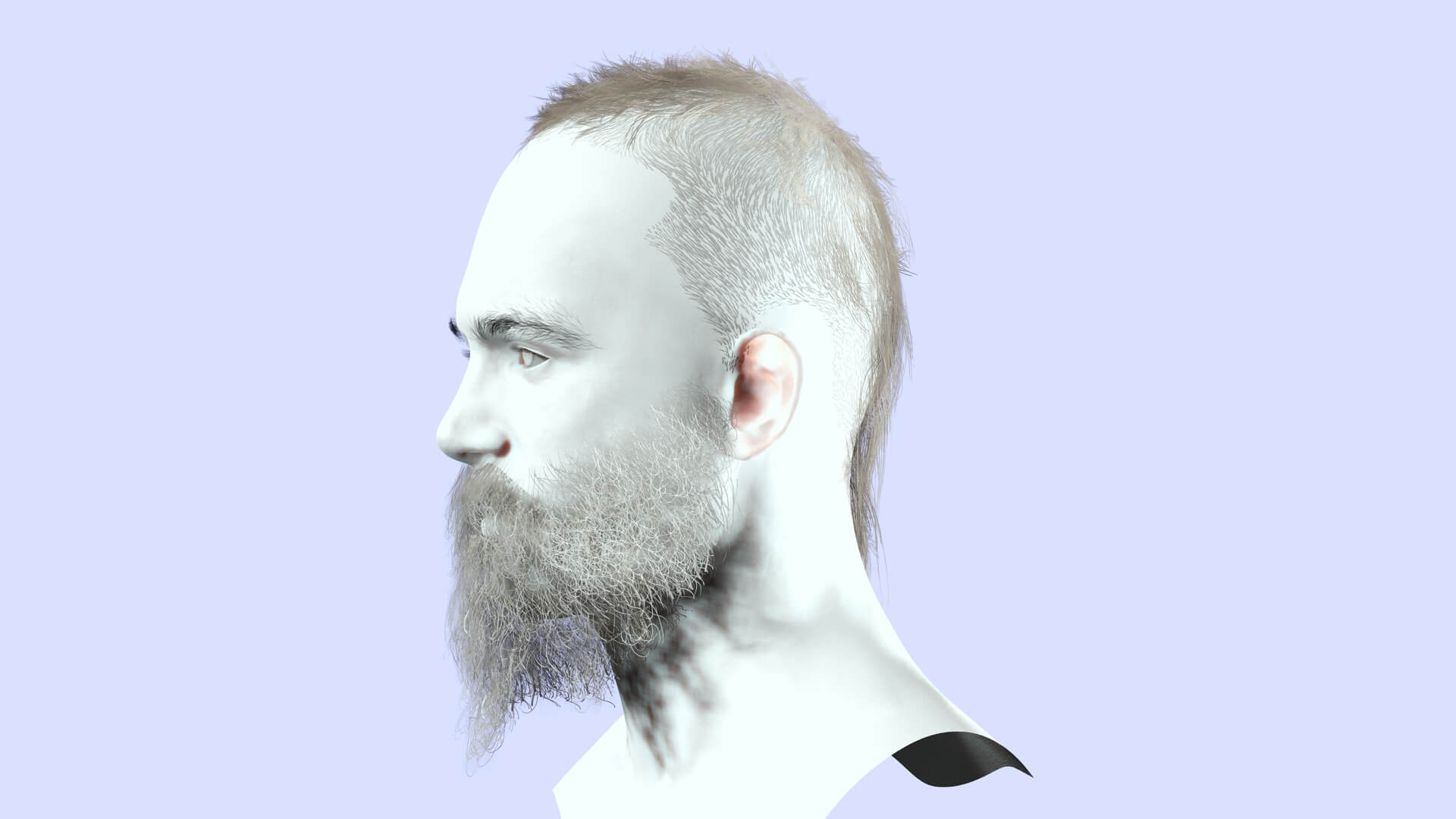 Berber Male Hair - Messy Long Beard Mustache 3D Model by khaloui