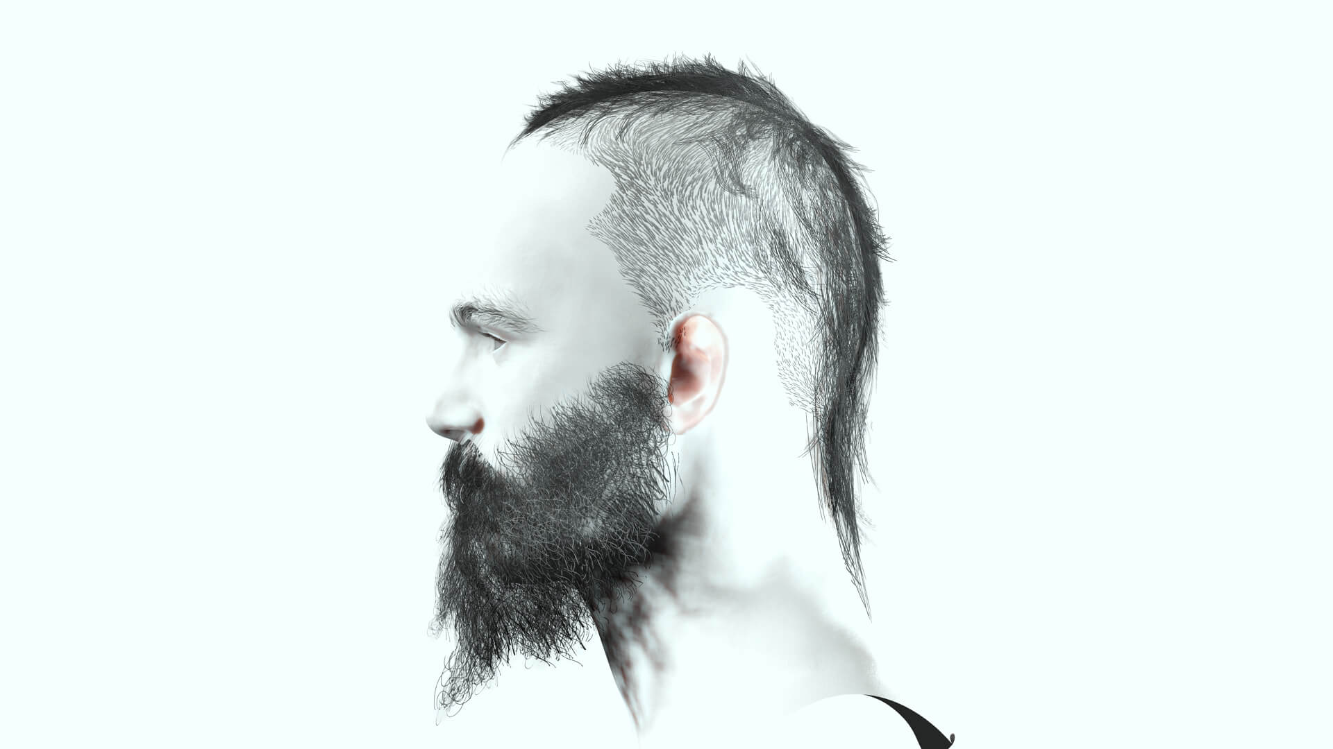 Berber Male Hair - Messy Long Beard Mustache 3D Model by khaloui