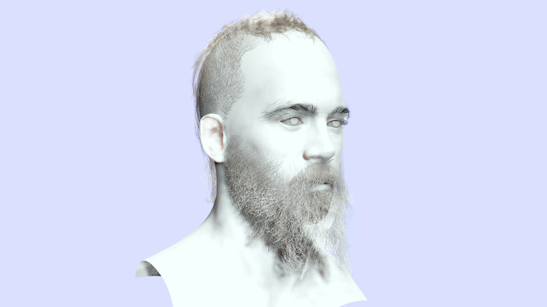 Berber Male Hair - Messy Long Beard Mustache 3D Model by khaloui