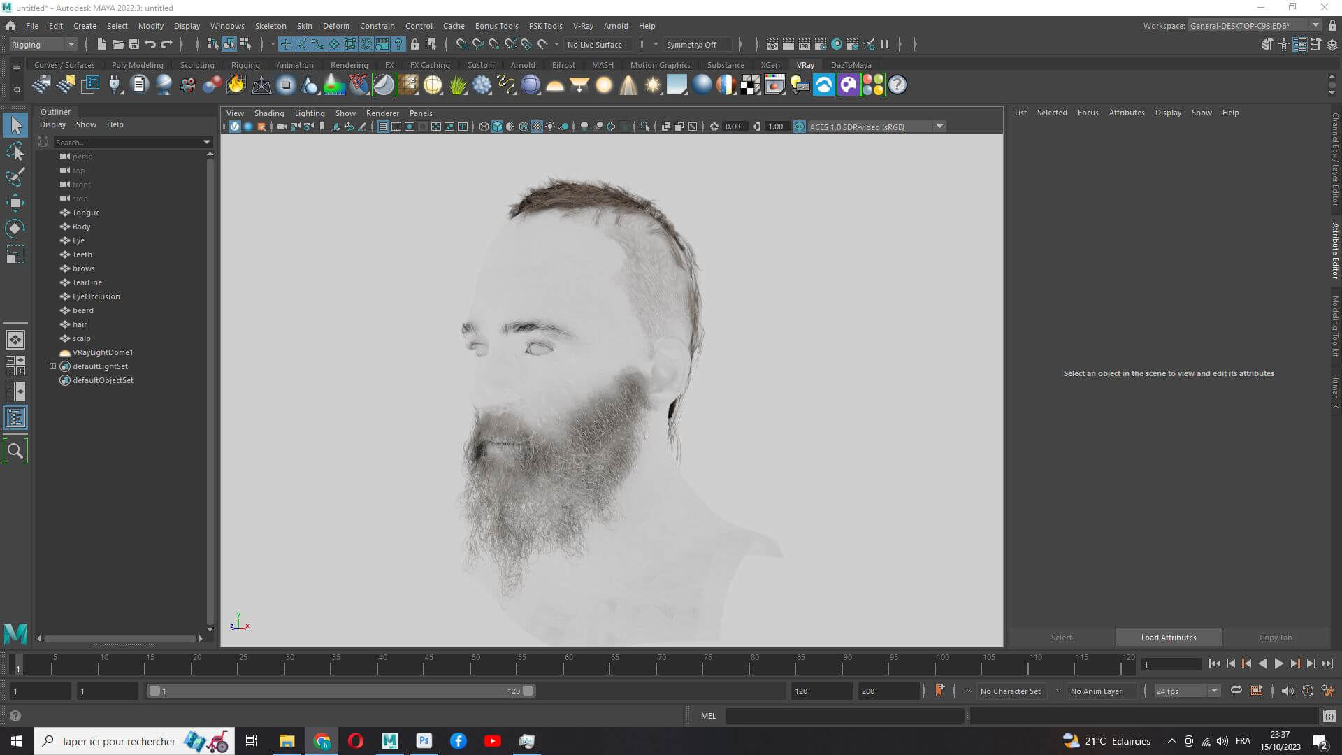 Berber Male Hair - Messy Long Beard Mustache 3D Model by khaloui