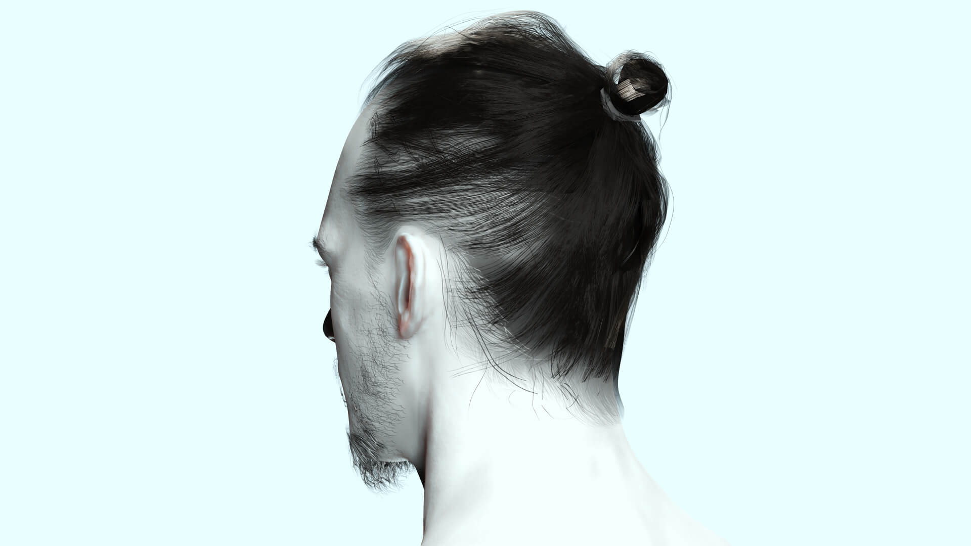 Bun Man - Asiatique Hair 3D Model by khaloui