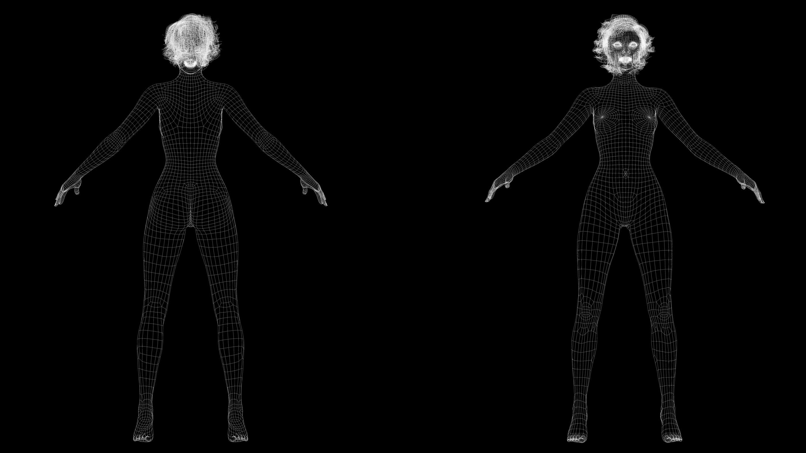 Casual Girl Base Mesh - 3D Model by khaloui