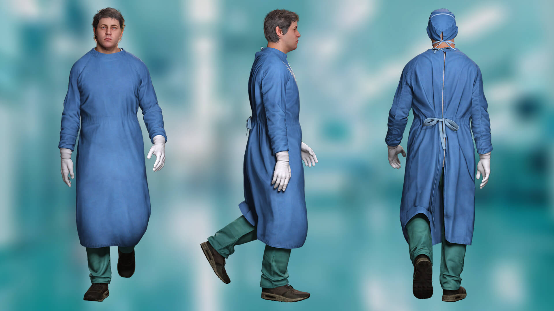 Cinematic Surgeon Model Fully Rigged for Animation by khaloui