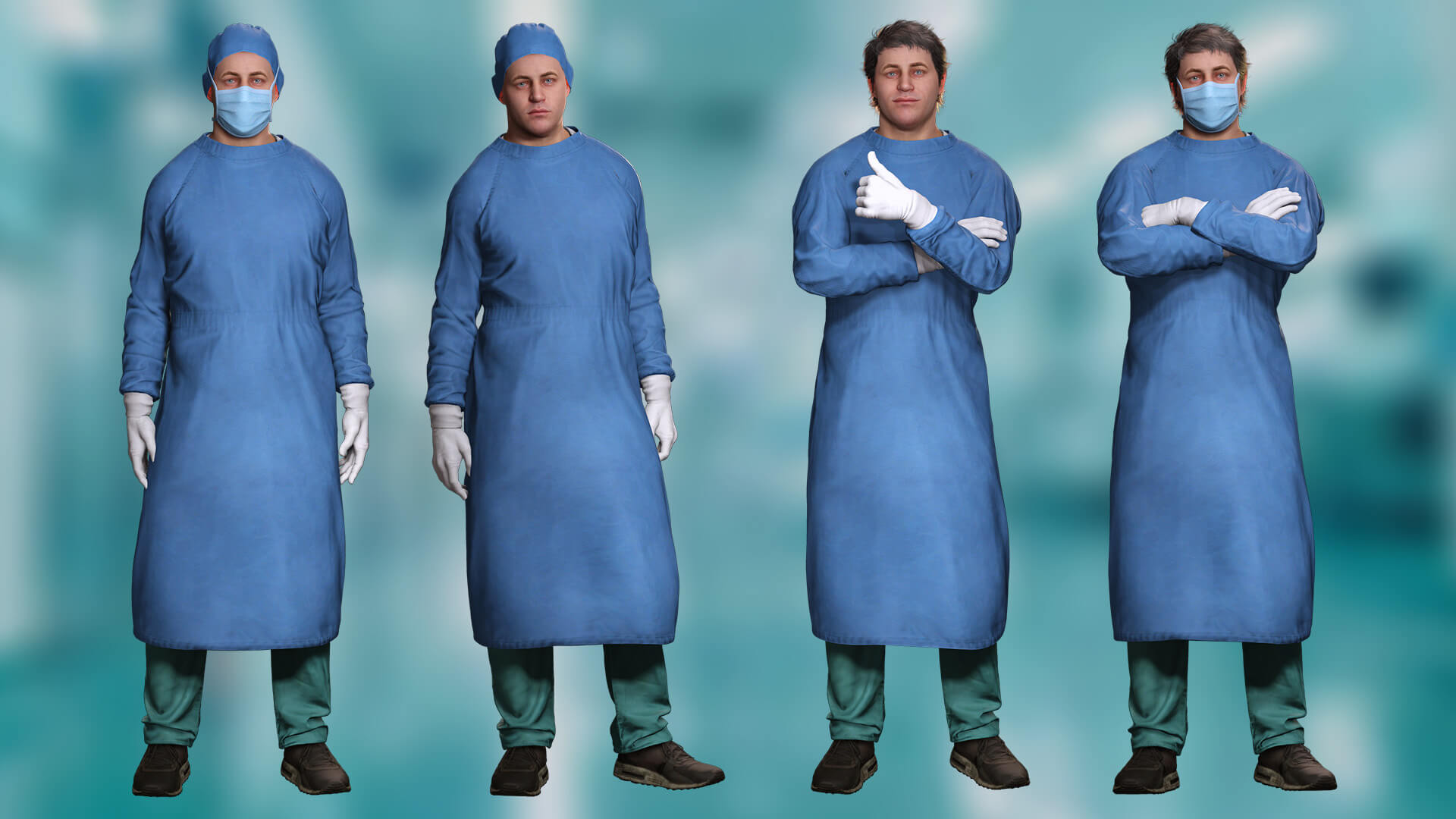 Cinematic Surgeon Model Fully Rigged for Animation by khaloui