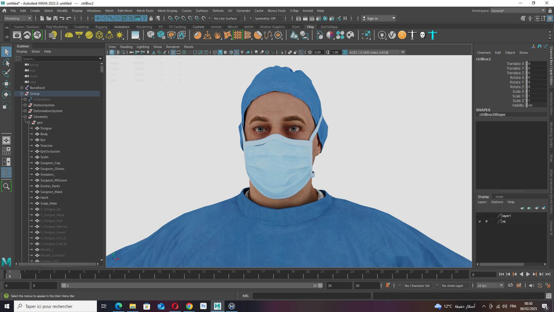 Cinematic Surgeon Model Fully Rigged for Animation by khaloui