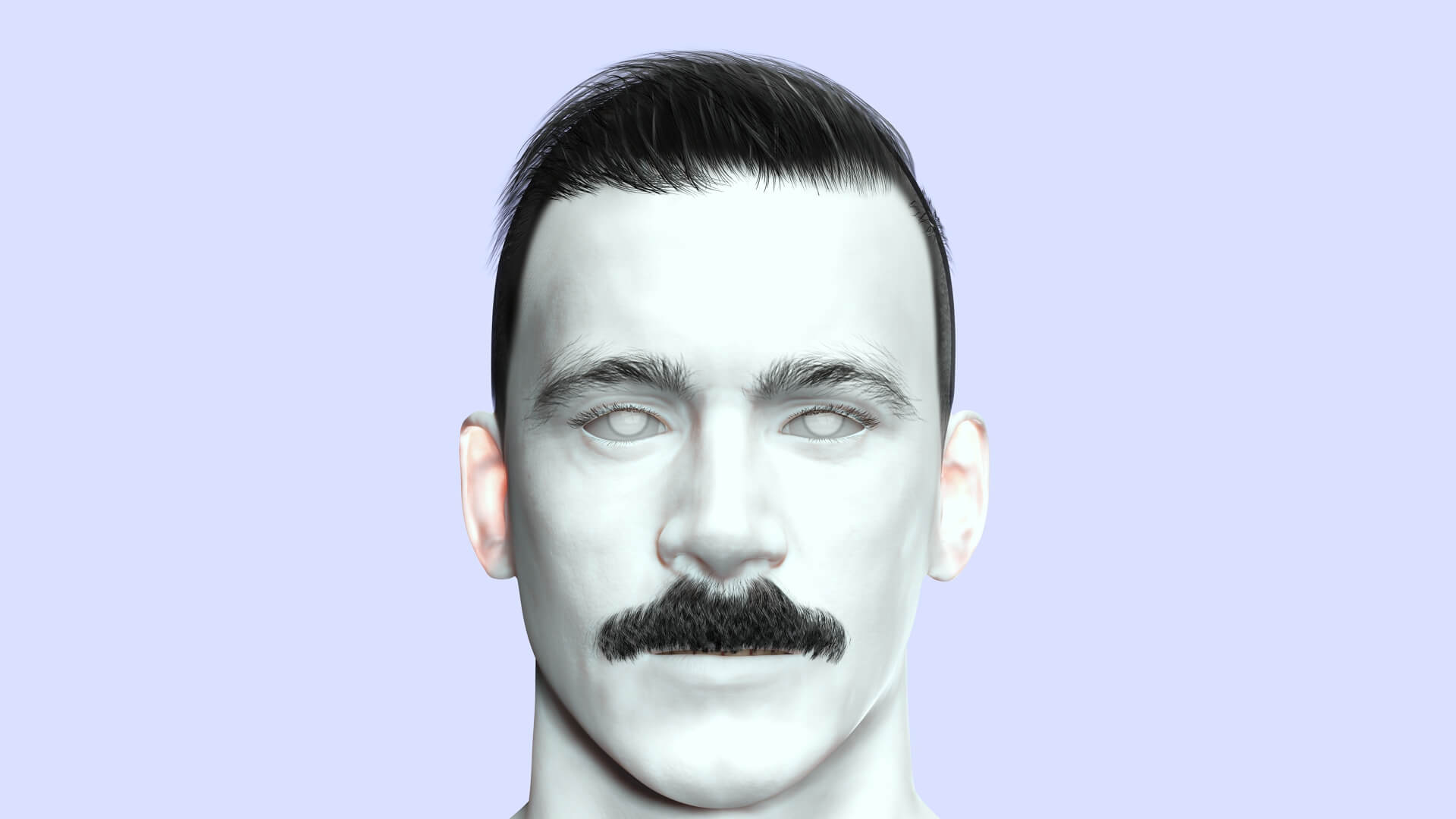 Classic Male Hair With Mustache - 3D Model by khaloui
