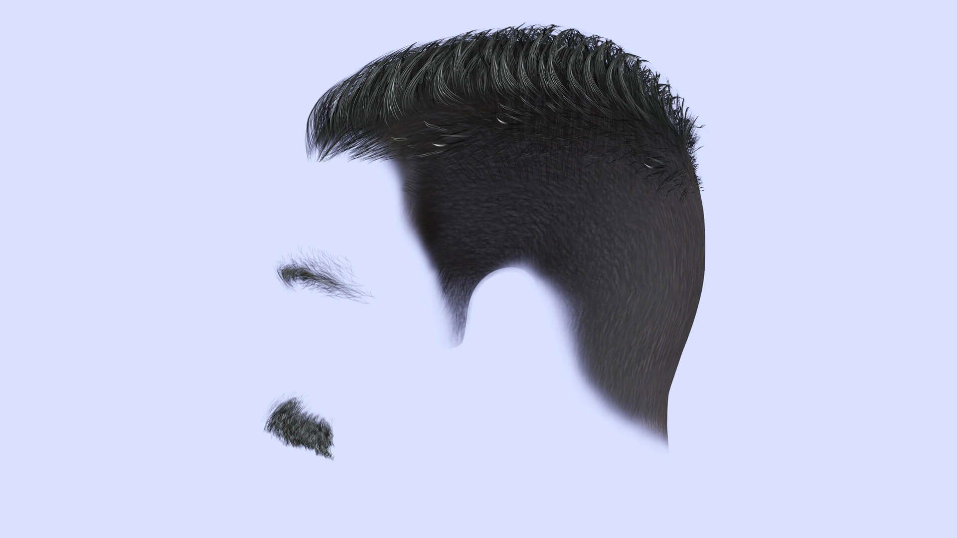 Classic Male Hair With Mustache - 3D Model by khaloui
