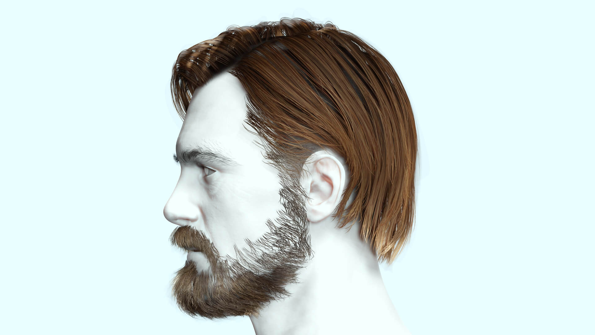 Classic Side Part Hair - Mustache - Beard 3D Model by khaloui