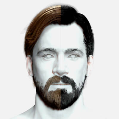 Classic Side Part Hair - Mustache - Beard 3D Model by khaloui