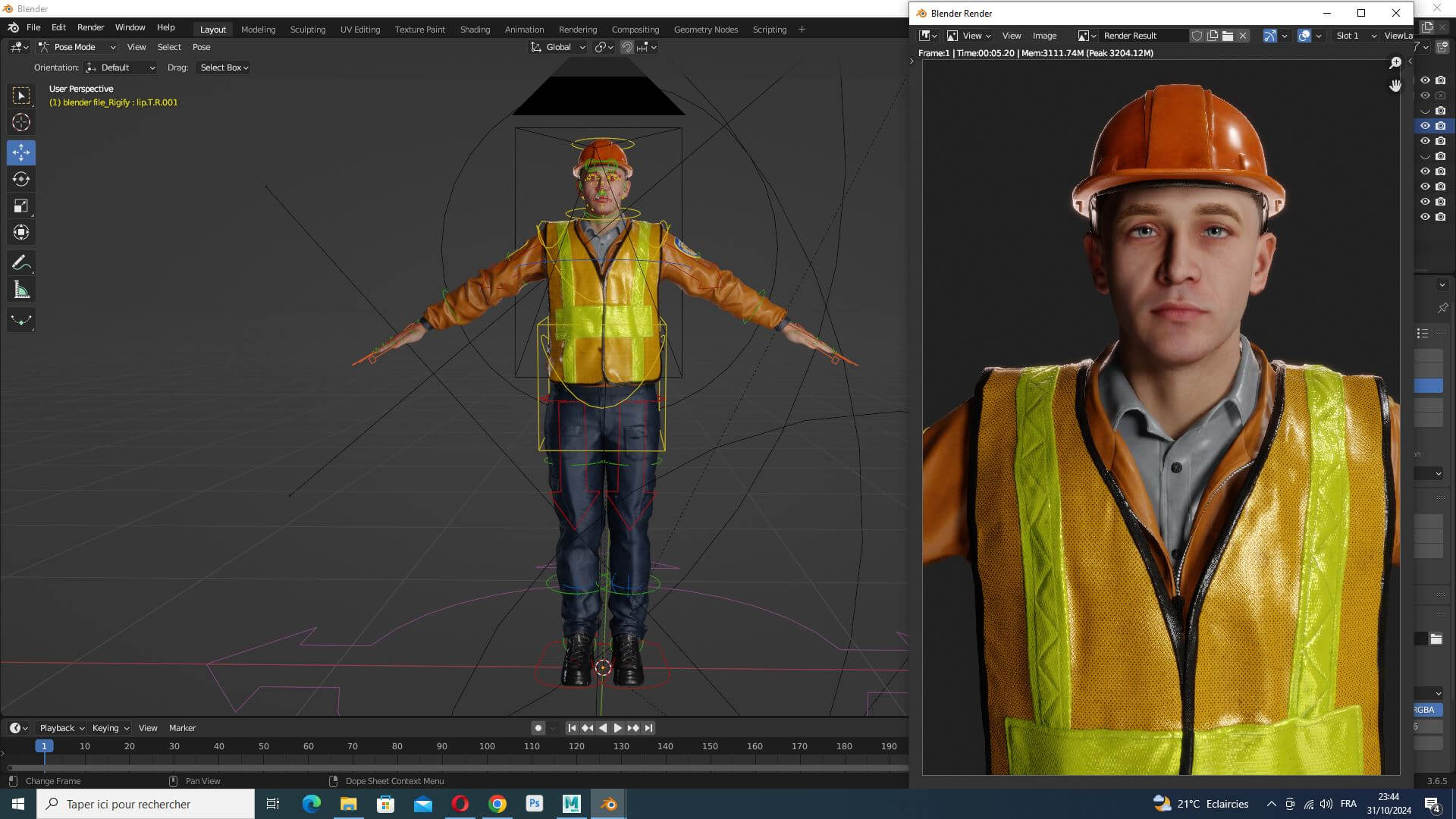 Construction Worker Men Engineer Ready - 3D Model by khaloui