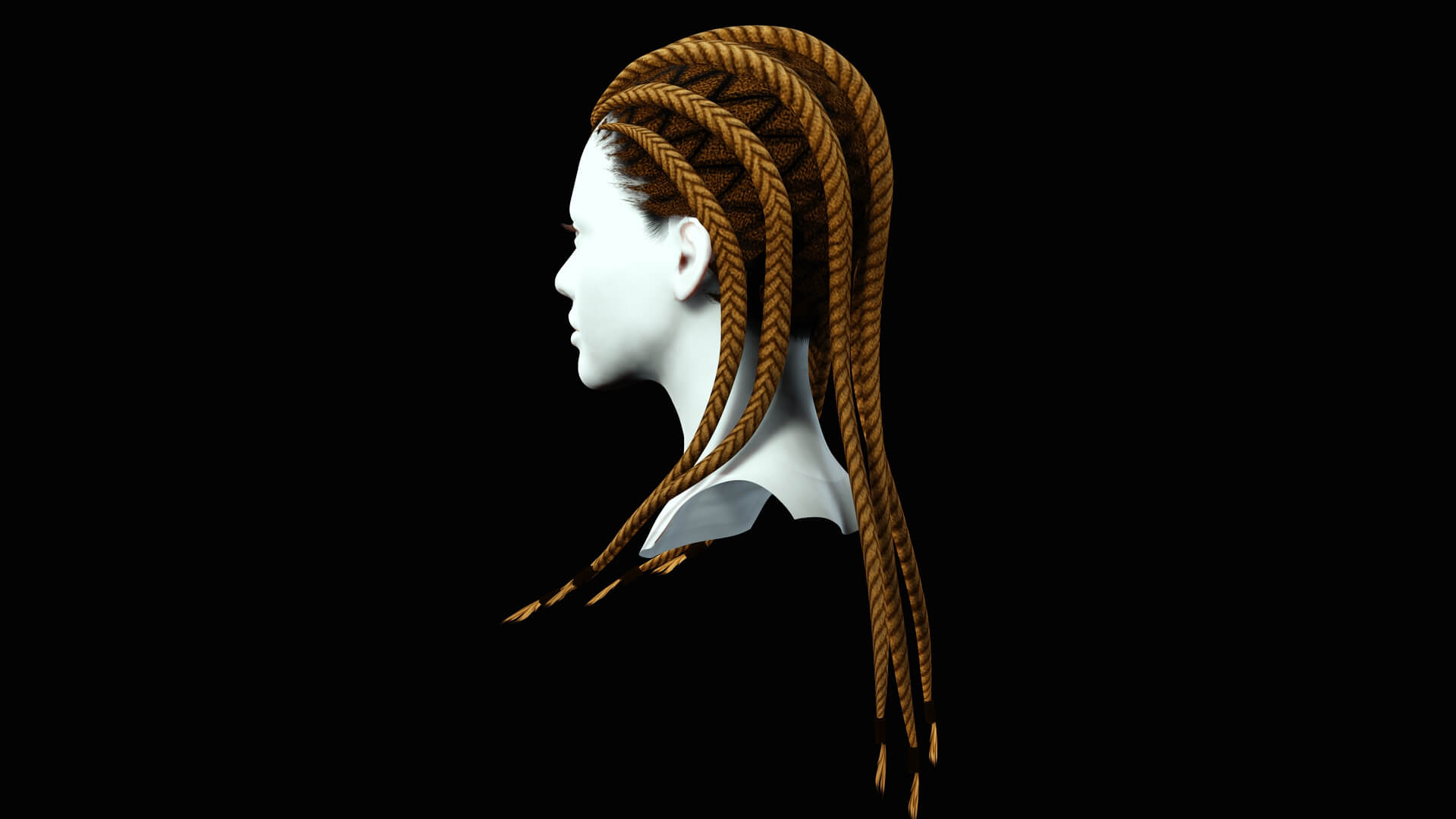 Dread Breaided Hair - 3D Model by khaloui