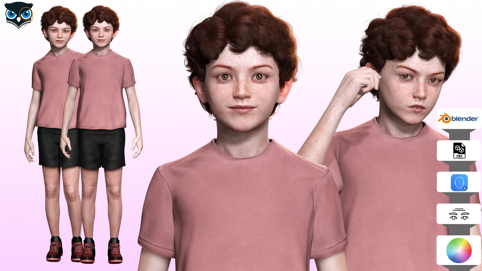 Ethan - Child With Freckles 3D Model by khaloui