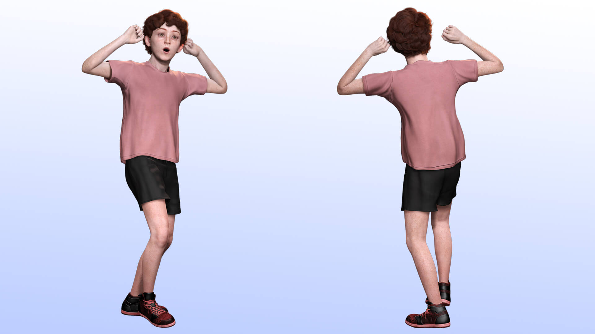 Ethan - Realistic Child With Freckles Kid Low Poly 3D Model by khaloui