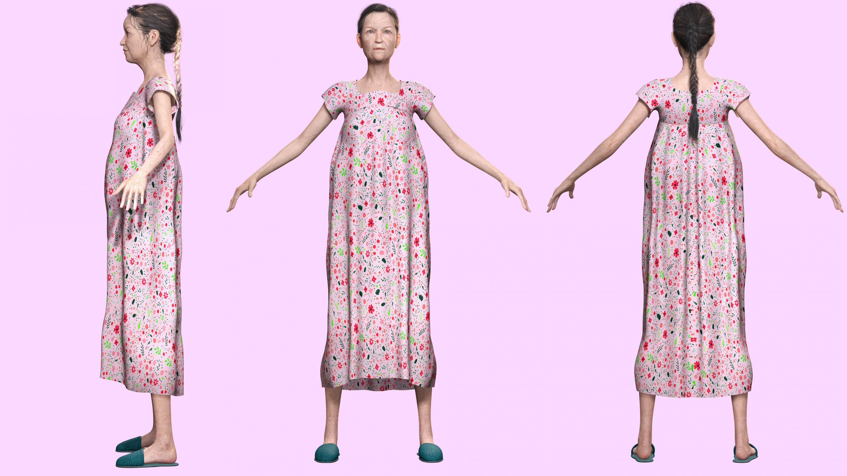 Evelyn - Old Woman 3D Model by khaloui