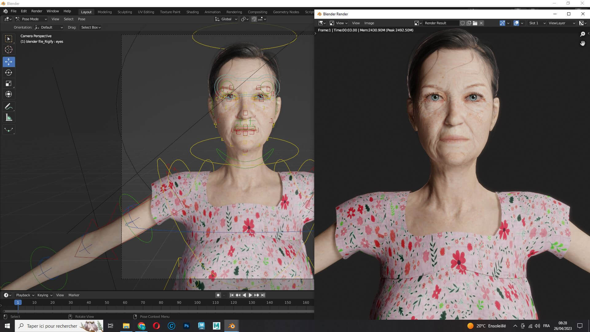 Evelyn - Old Woman 3D Model by khaloui